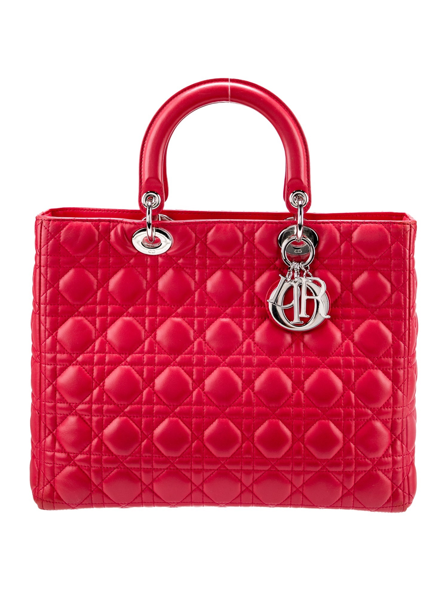 Christian Dior Medium Cannage Lady Dior - Red Handle Bags, Handbags ...