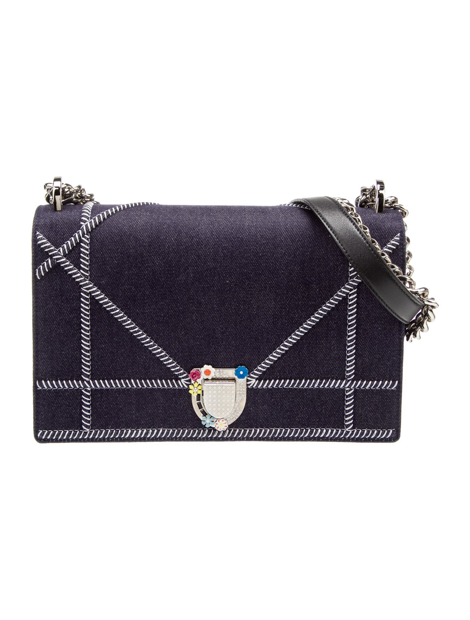 Christian Dior Medium Denim Diorama Flap Bag - Blue Crossbody Bags ...
