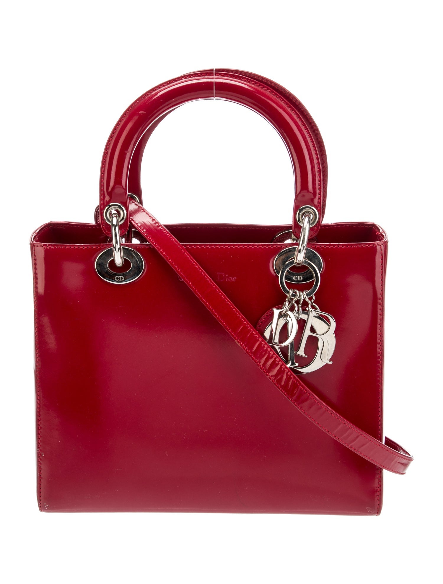 Christian Dior Medium Cannage Lady Dior - Red Handle Bags, Handbags ...