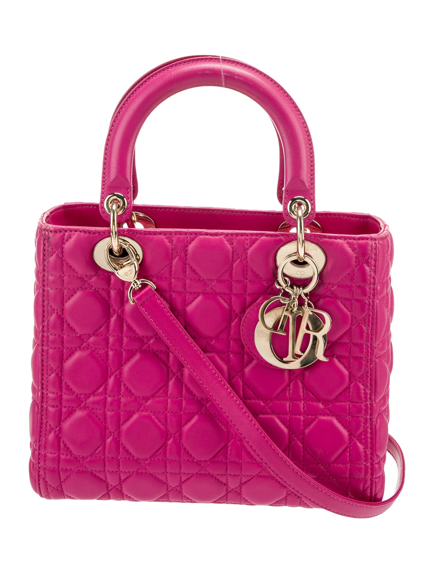 Christian Dior Medium Cannage Lady Dior Bag - Pink Handle Bags ...