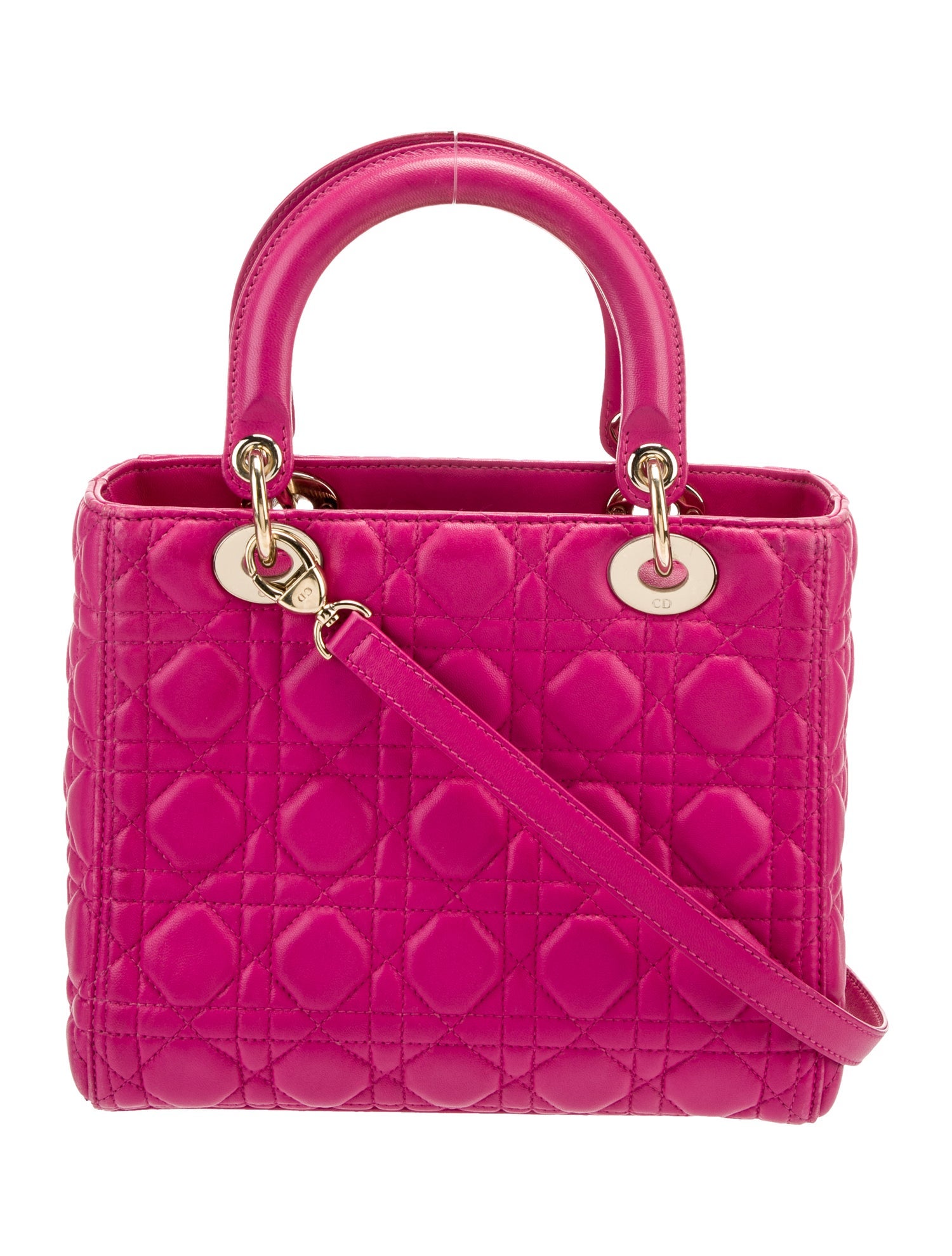 Christian Dior Medium Cannage Lady Dior Bag - Pink Handle Bags ...