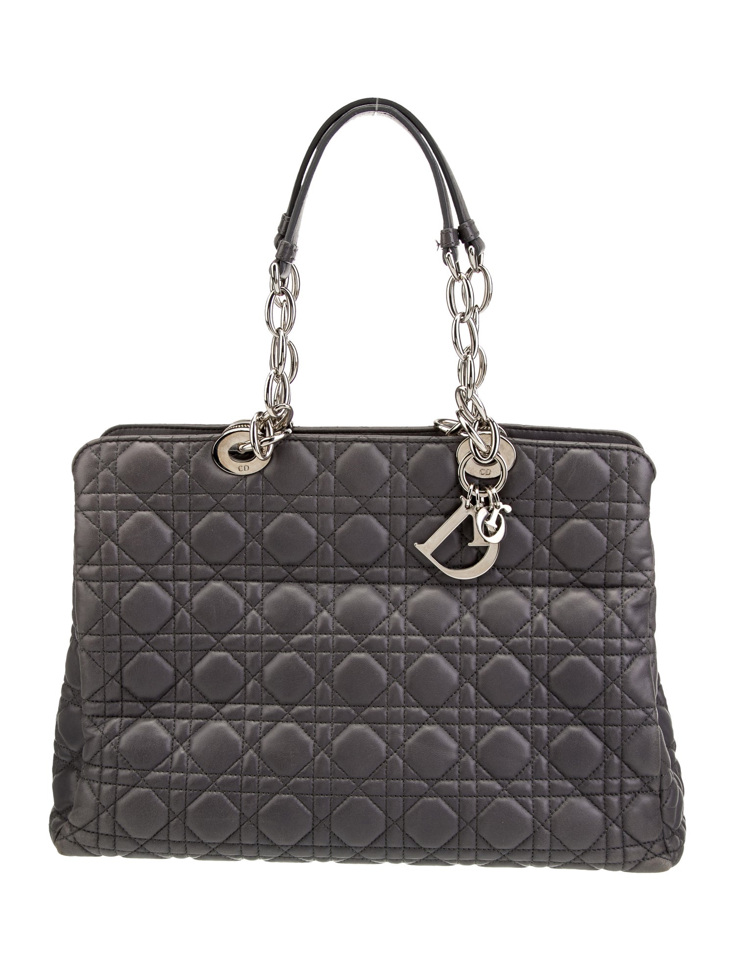 Christian Dior Cannage Lady Dior Soft Shopping Tote - Grey Totes ...