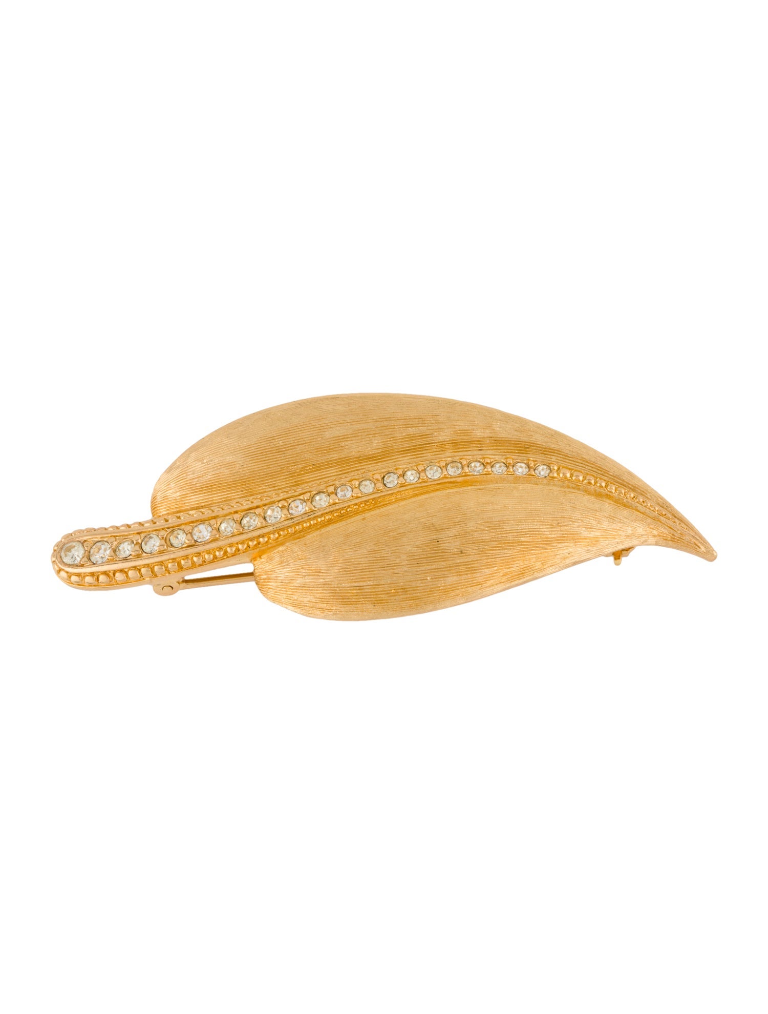 Christian Dior Vintage Crystal Leaf Brooch - Gold-Plated Pin, Brooches ...