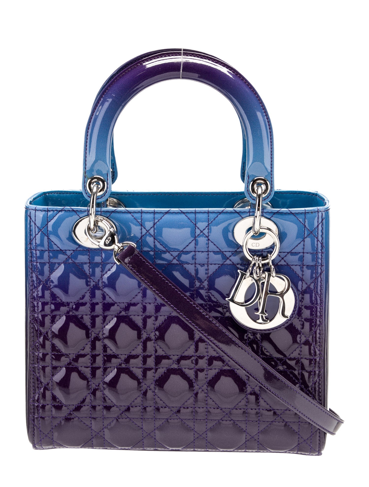 Christian Dior Medium Ombré Cannage Lady Dior Bag - Blue Handle Bags ...