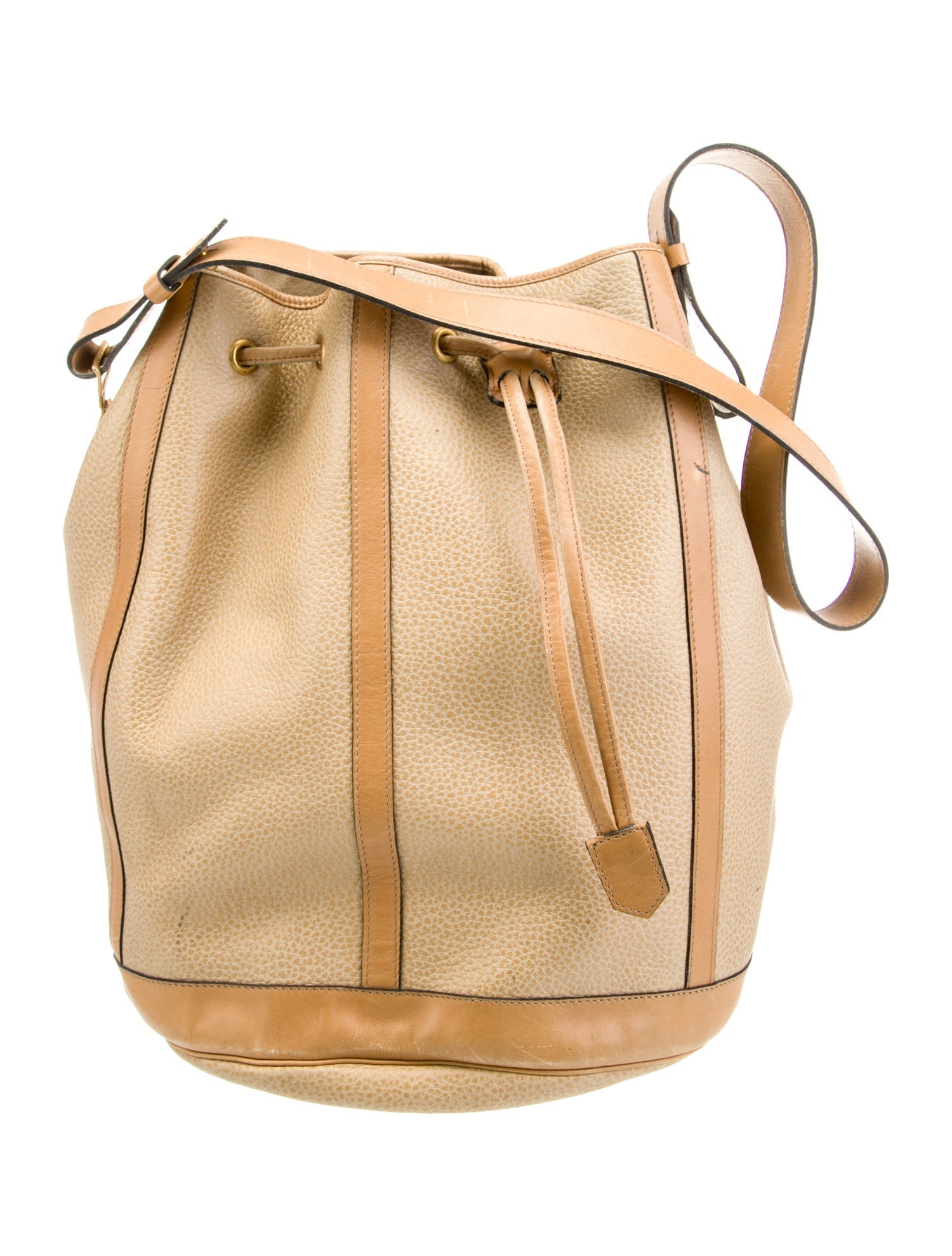 Christian Dior Leather Drawstring Bucket Bag - Neutrals Bucket Bags ...