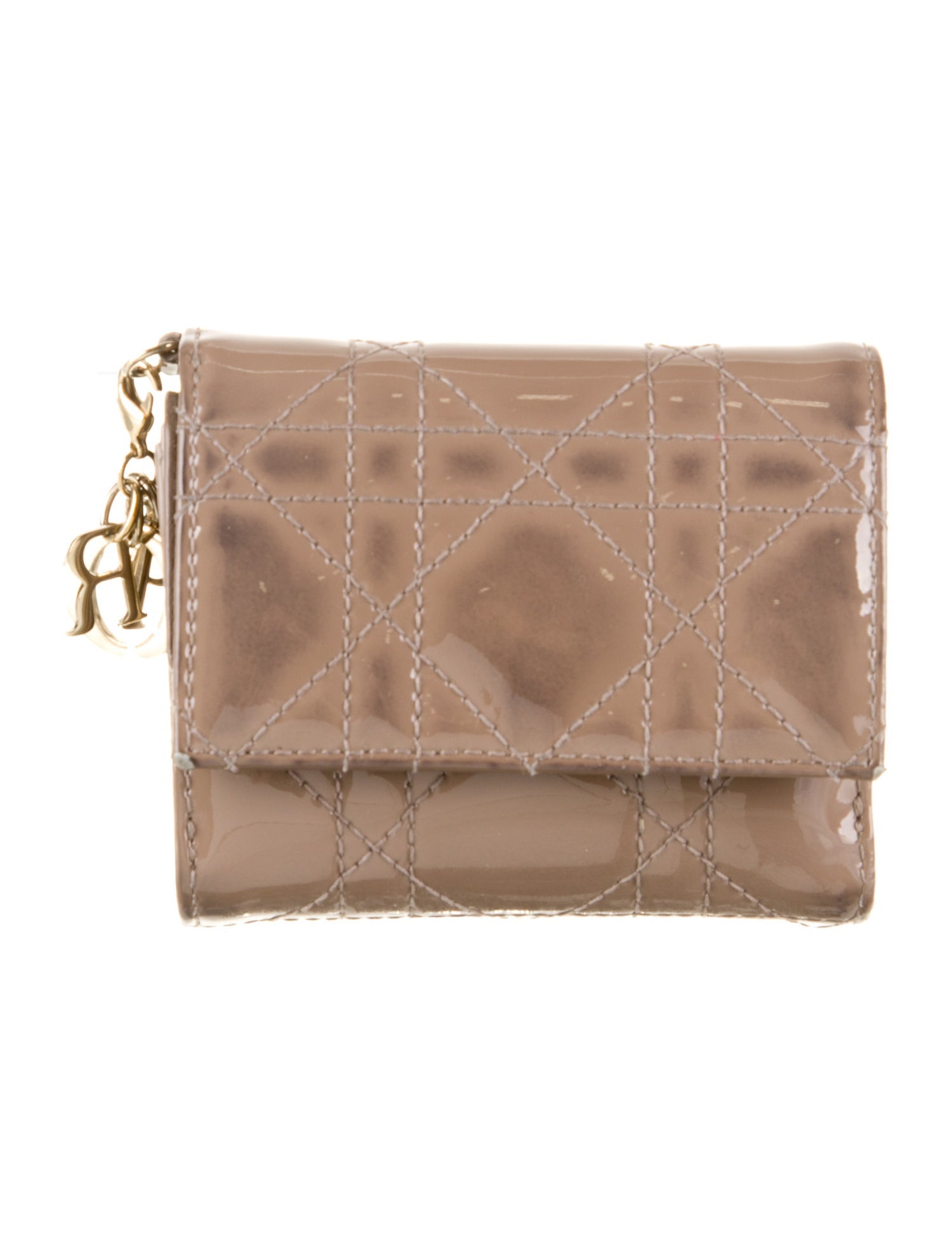Christian Dior Lady Dior Cannage Pattern Trifold Wallet - Neutrals ...