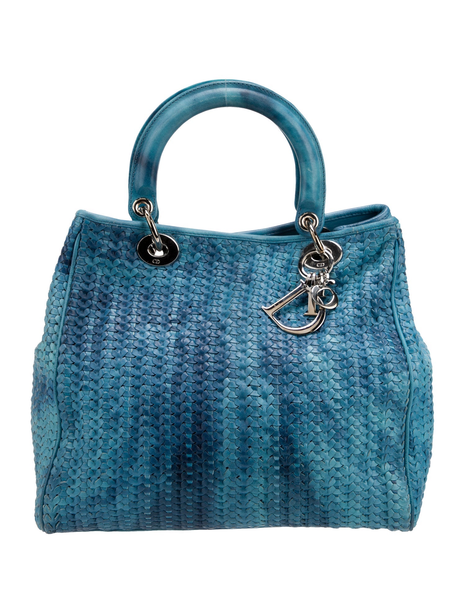 Christian Dior Large Lady Dior Bag - Blue Handle Bags, Handbags ...