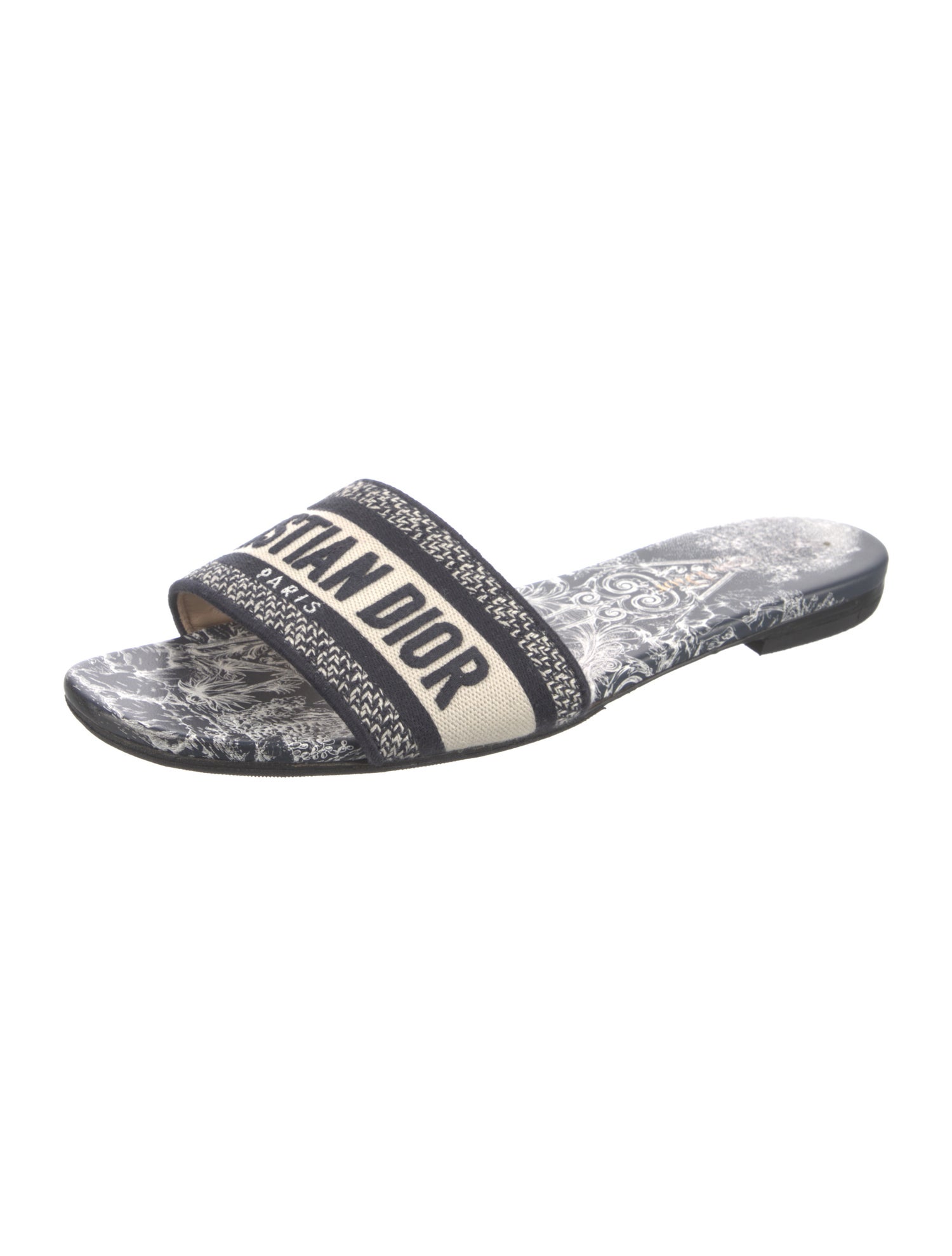 Christian Dior Canvas Printed Slides - Blue Sandals, Shoes - CHR407004 ...