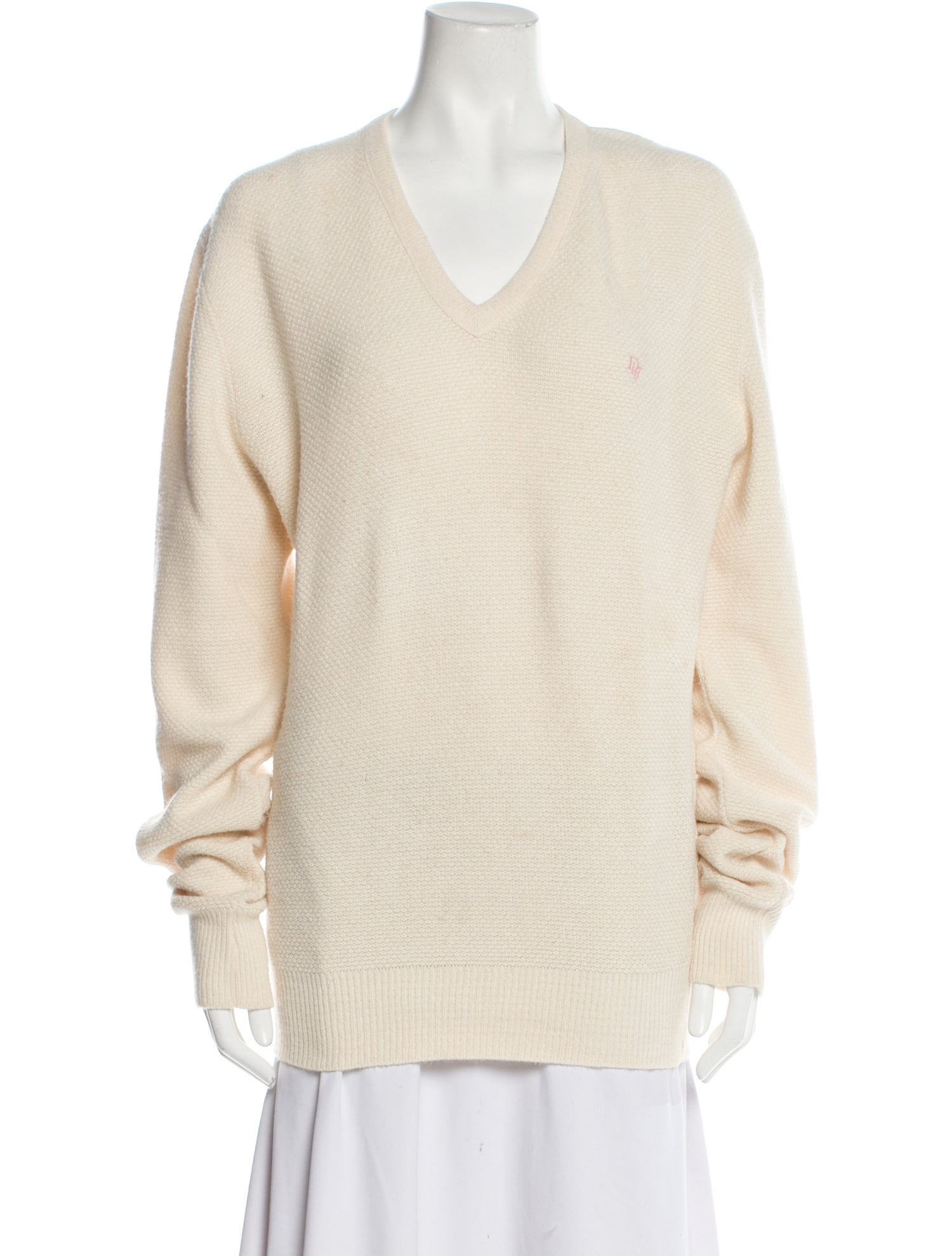 Christian Dior V-Neck Sweater - Neutrals Knitwear, Clothing - CHR421541 ...