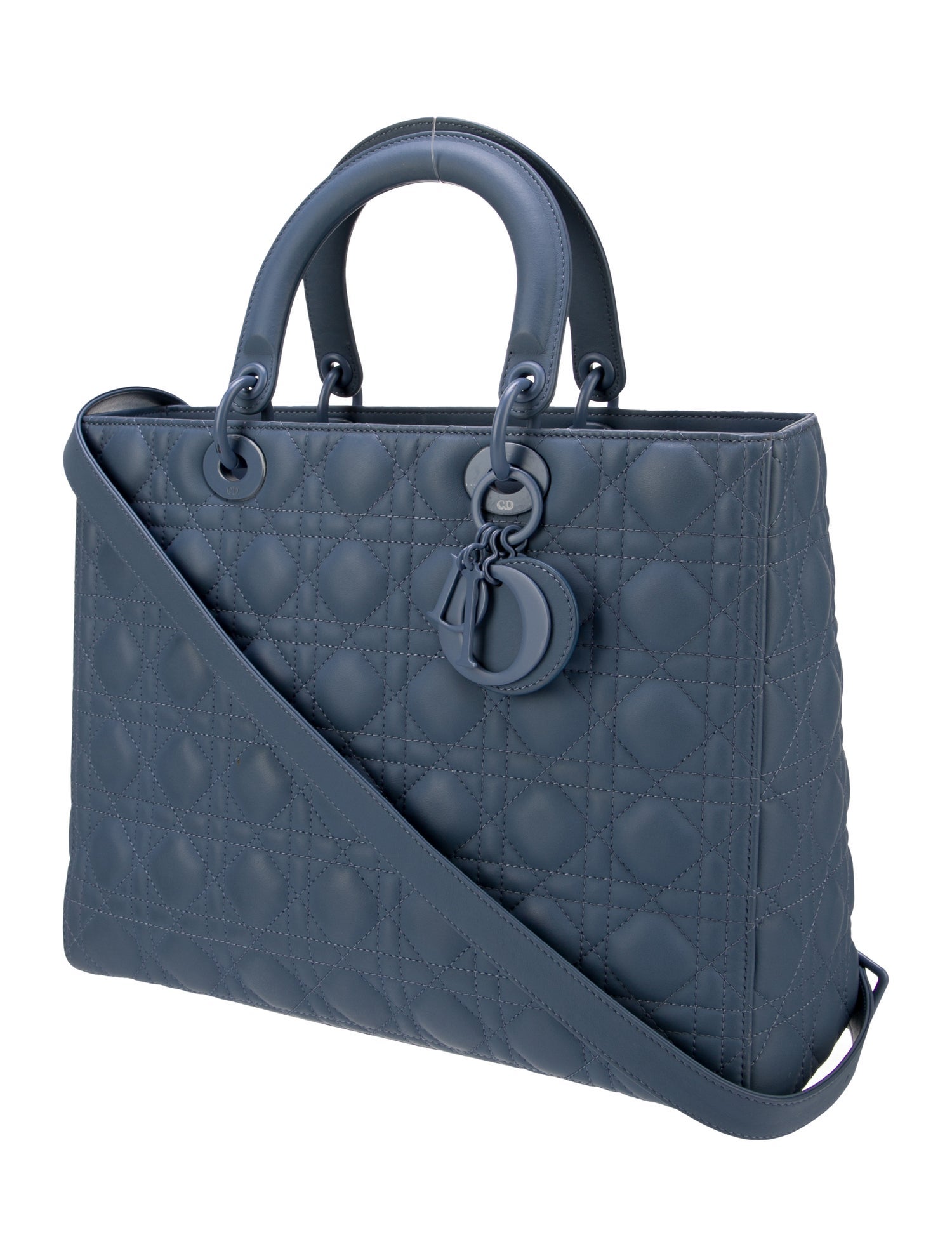 Christian Dior Large Cannage Lady Dior Bag - Blue Handle Bags, Handbags ...