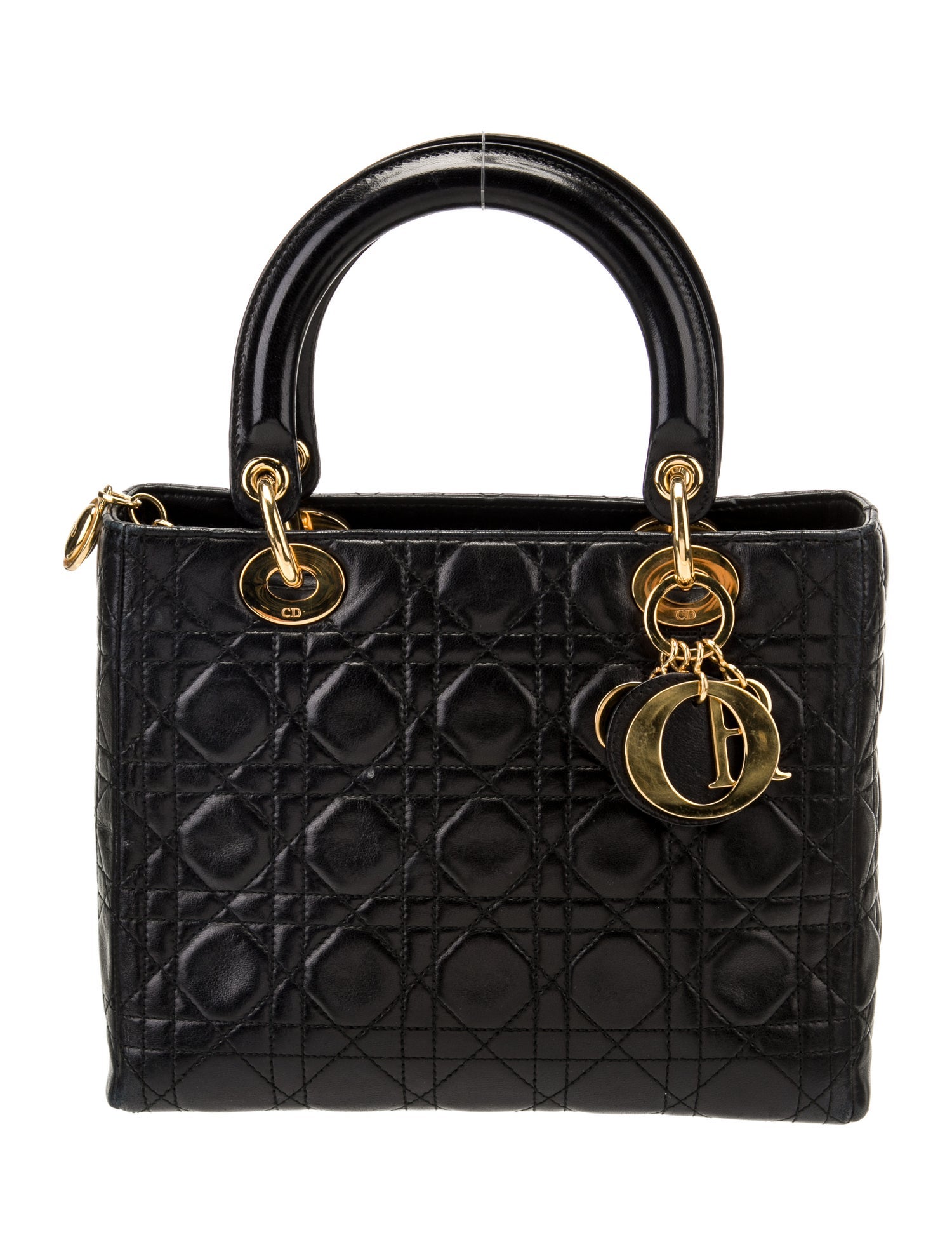 Christian Dior Vintage Nylon Cannage Lady Dior Bag - Black Handle Bags ...