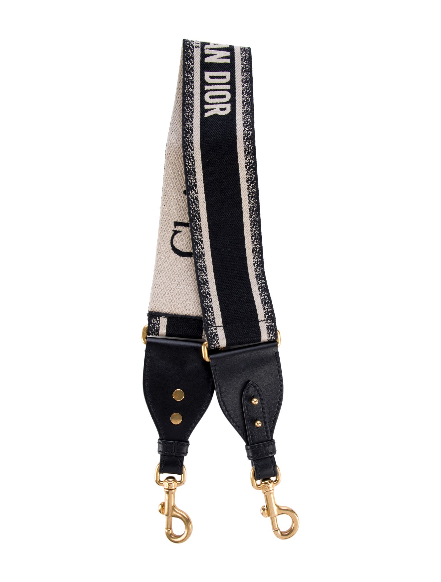 Christian Dior Women's Leather and Woven Logo Print Bag Strap. - Black ...