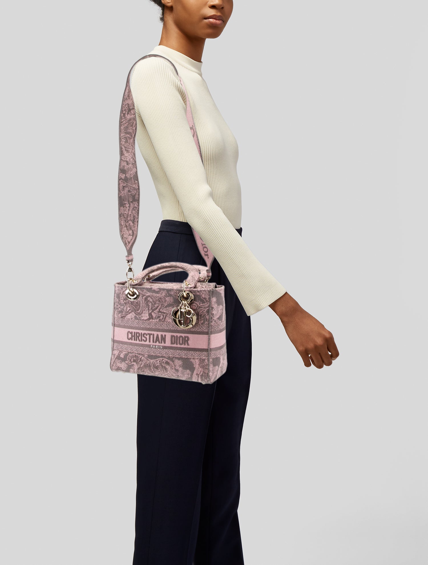 Christian Dior Medium Toile de Jouy Lady D-Lite Bag - Pink Handle Bags ...