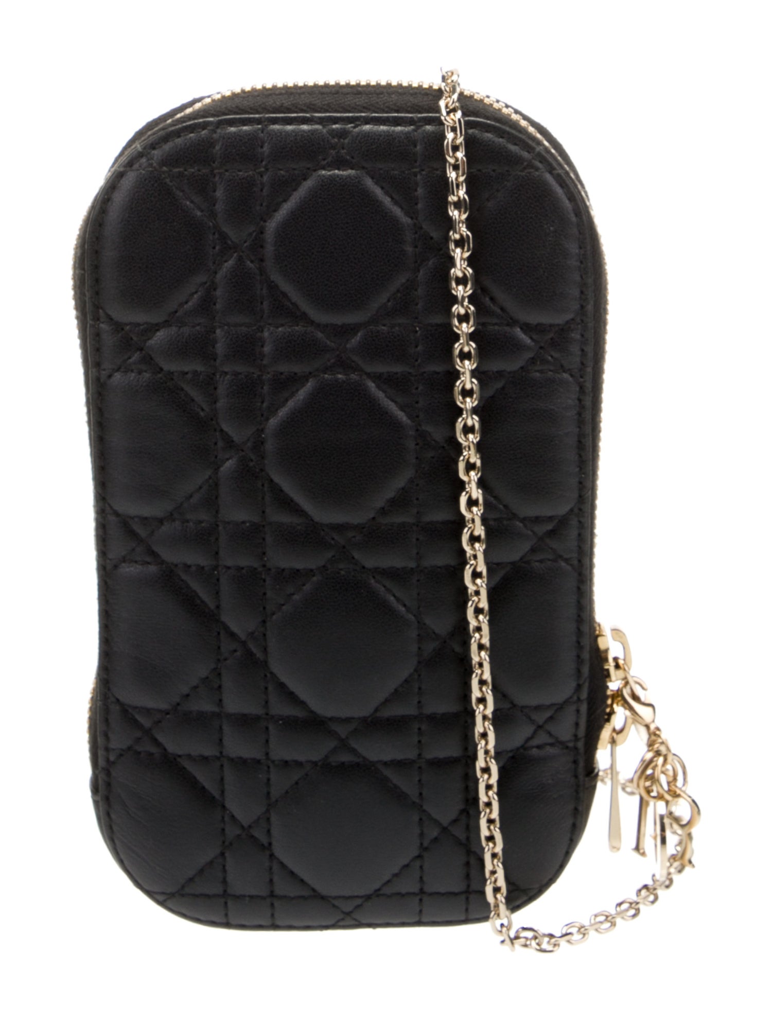 Christian Dior Cannage Lady Dior Phone Holder - Black Crossbody Bags ...