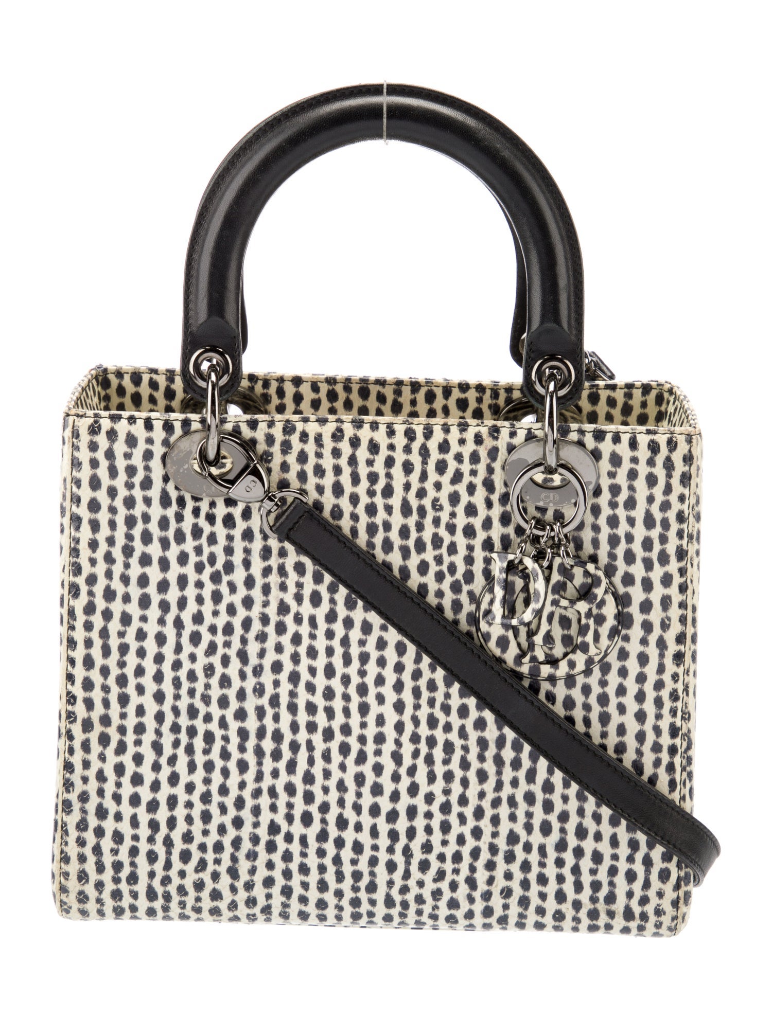 Christian Dior Snakeskin Lady Dior Medium Top Handle Bag - Neutrals ...