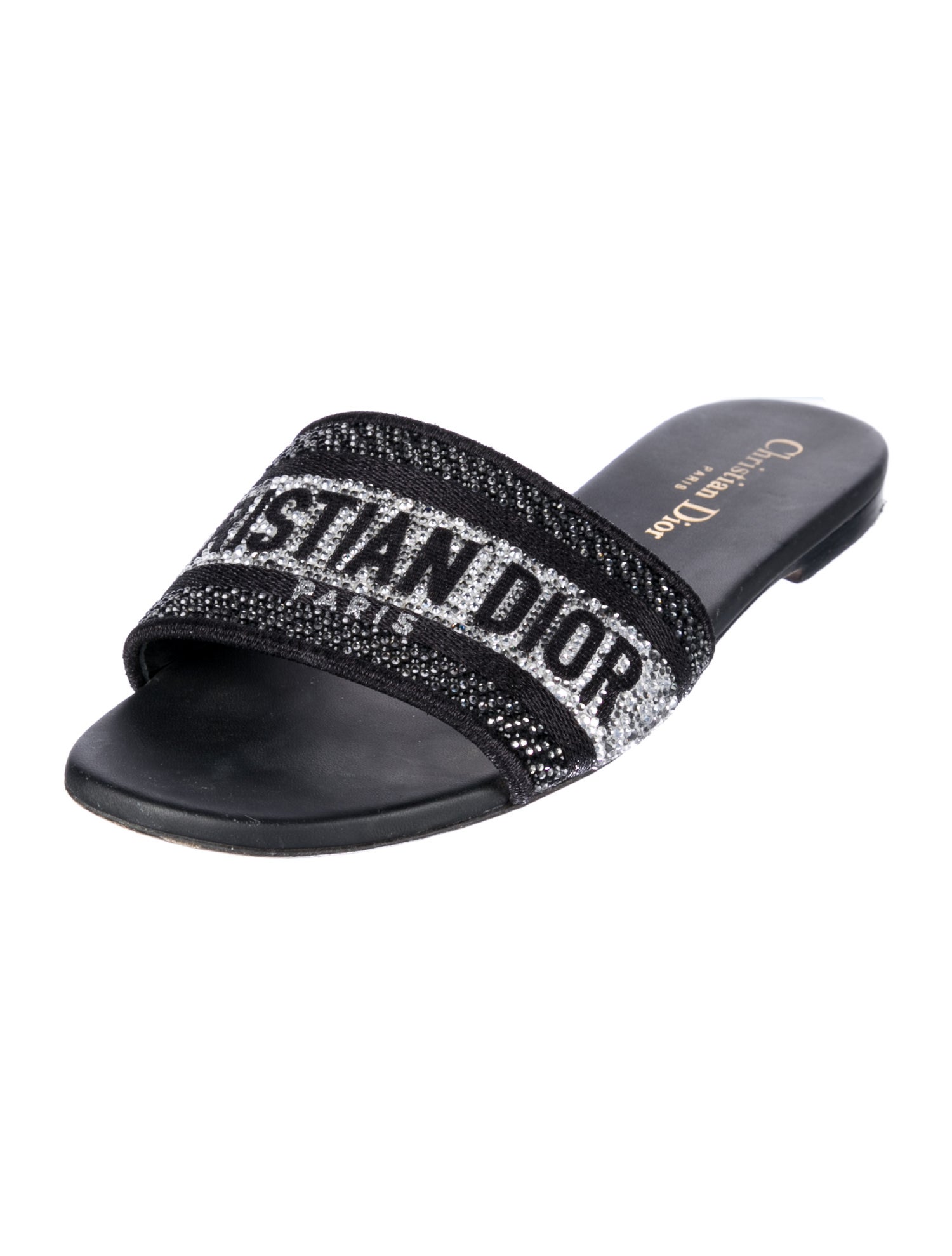 Christian Dior Canvas Printed Slides - Black Sandals, Shoes - CHR424093 ...