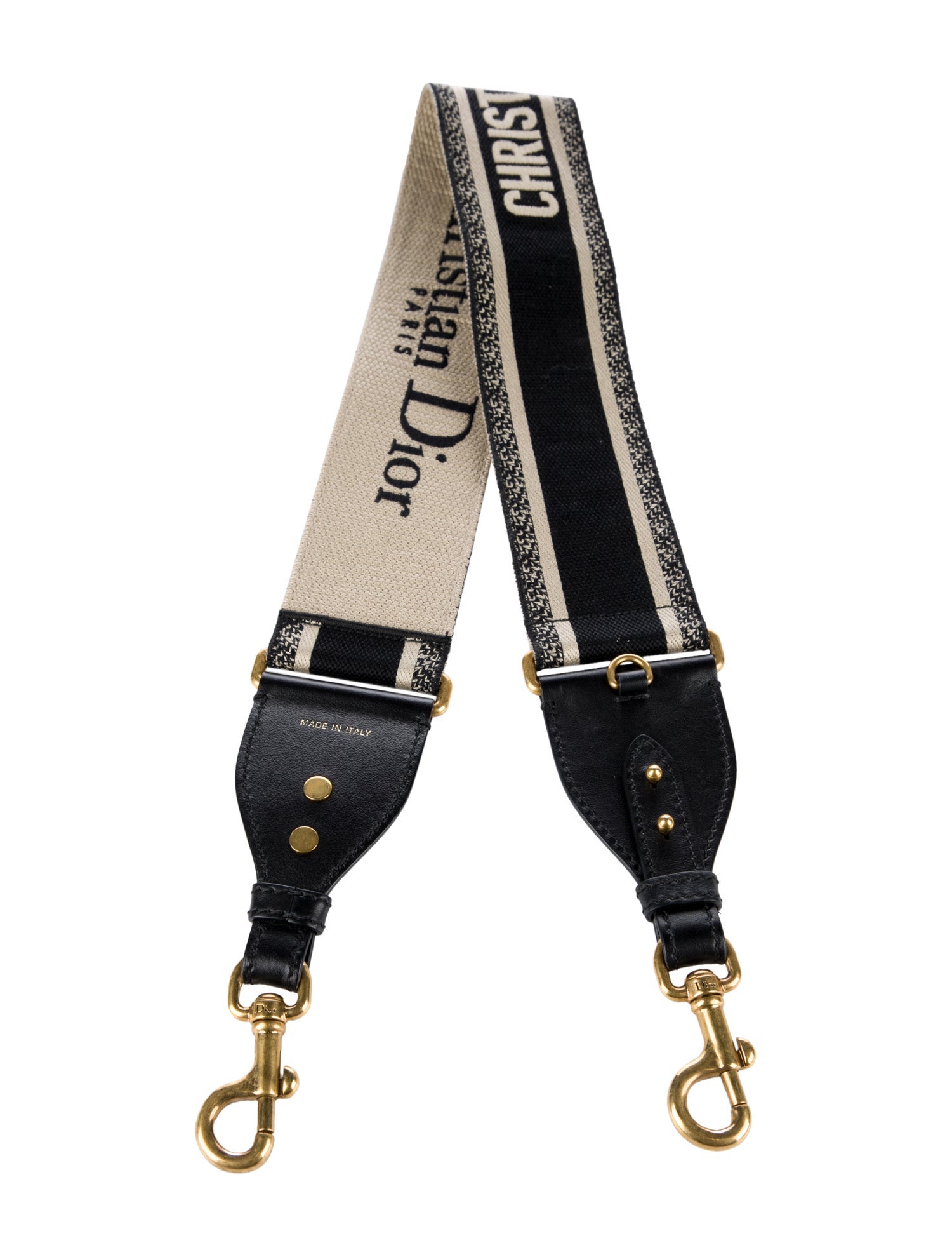 Christian Dior Women's Leather and Woven Logo Print Bag Strap. - Black ...