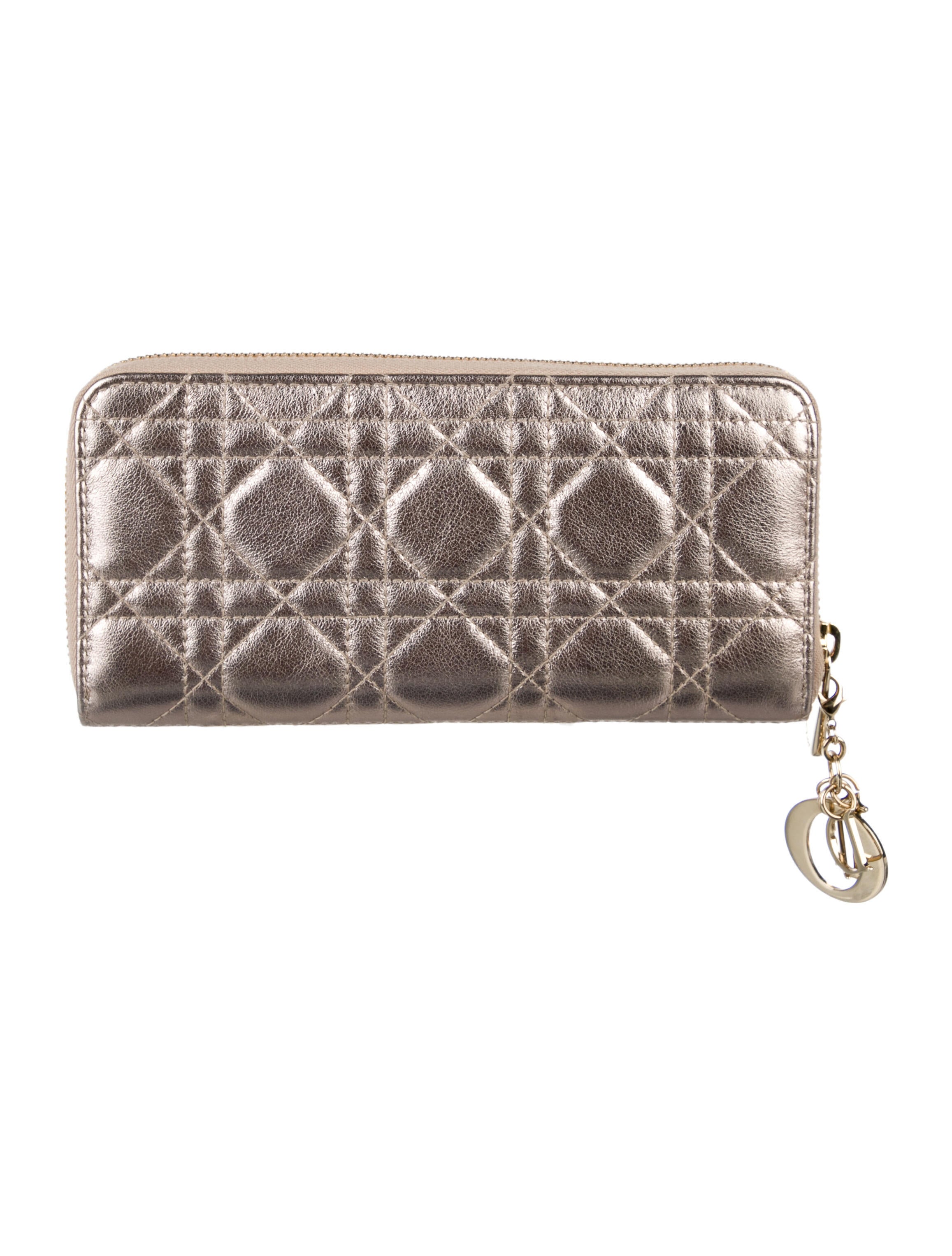Christian Dior Cannage Pattern Leather Continental Wallet - Metallic ...