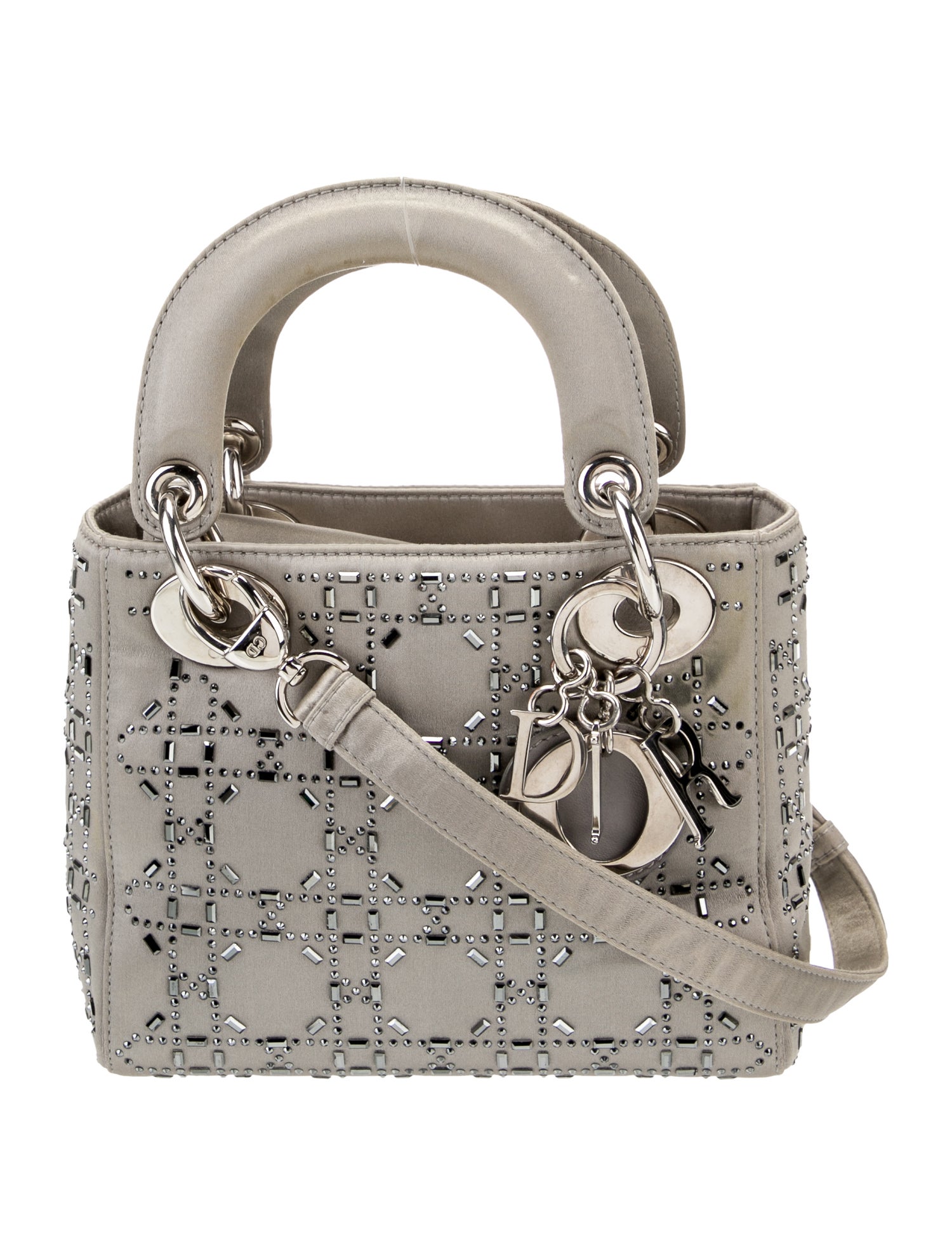 Christian Dior Mini Studded Lady Dior Bag - White Handle Bags, Handbags ...