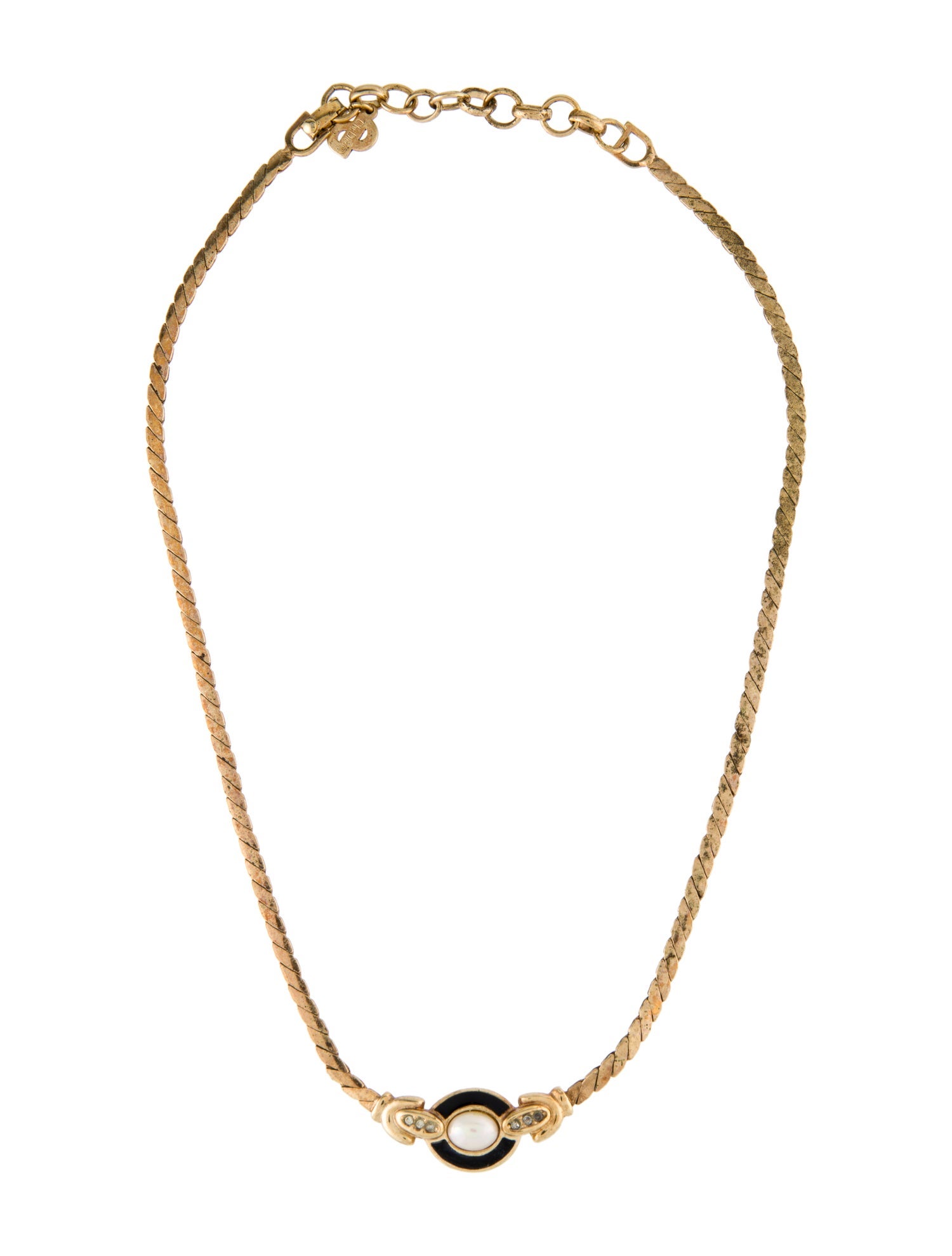 Christian Dior Vintage Resin & Enamel Double Strand Necklace - Gold ...