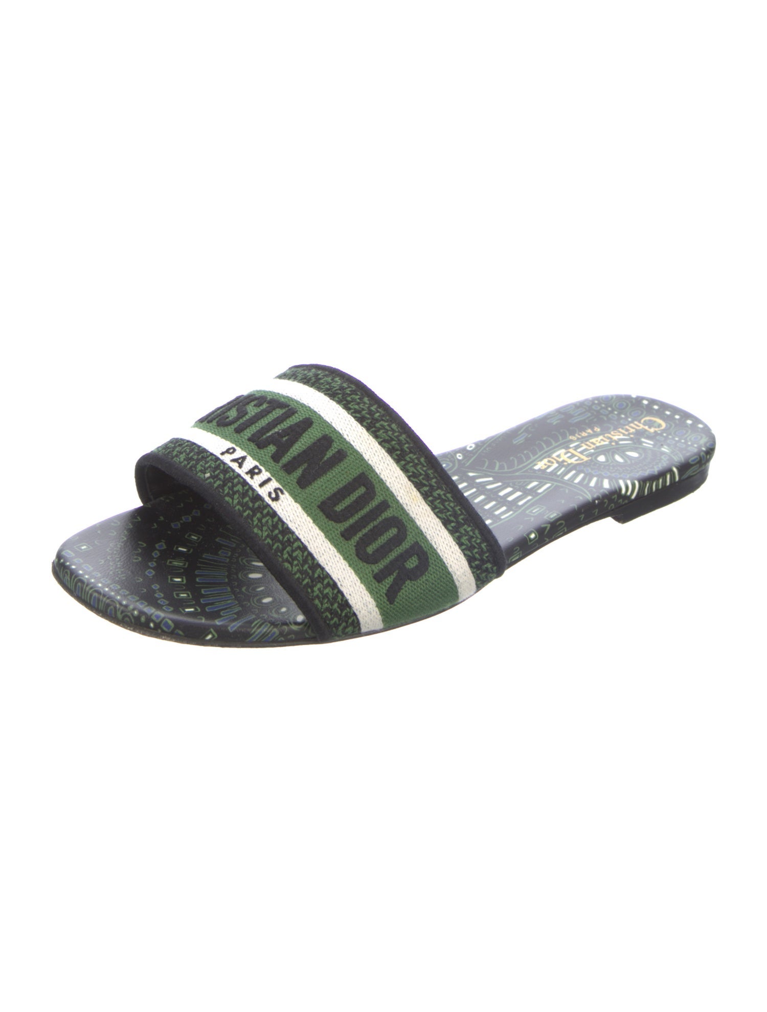 Christian Dior 2011 Diorissimo Pattern Slides - Blue Sandals, Shoes ...
