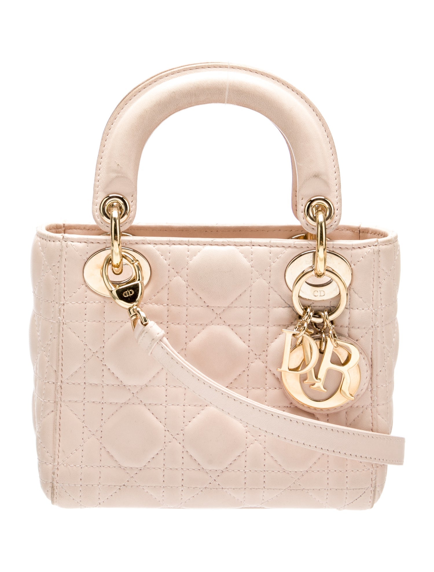Christian Dior Mini Cannage Lady Dior Bag - Pink Handle Bags, Handbags ...