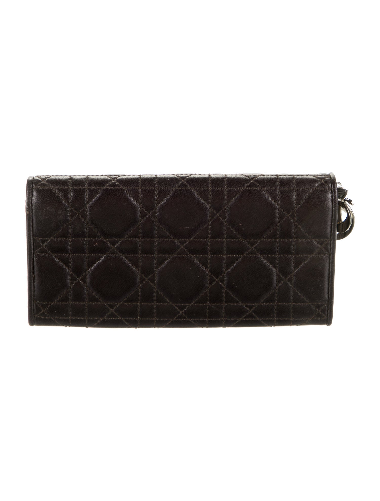Christian Dior Cannage Pattern Leather Continental Wallet - Black ...