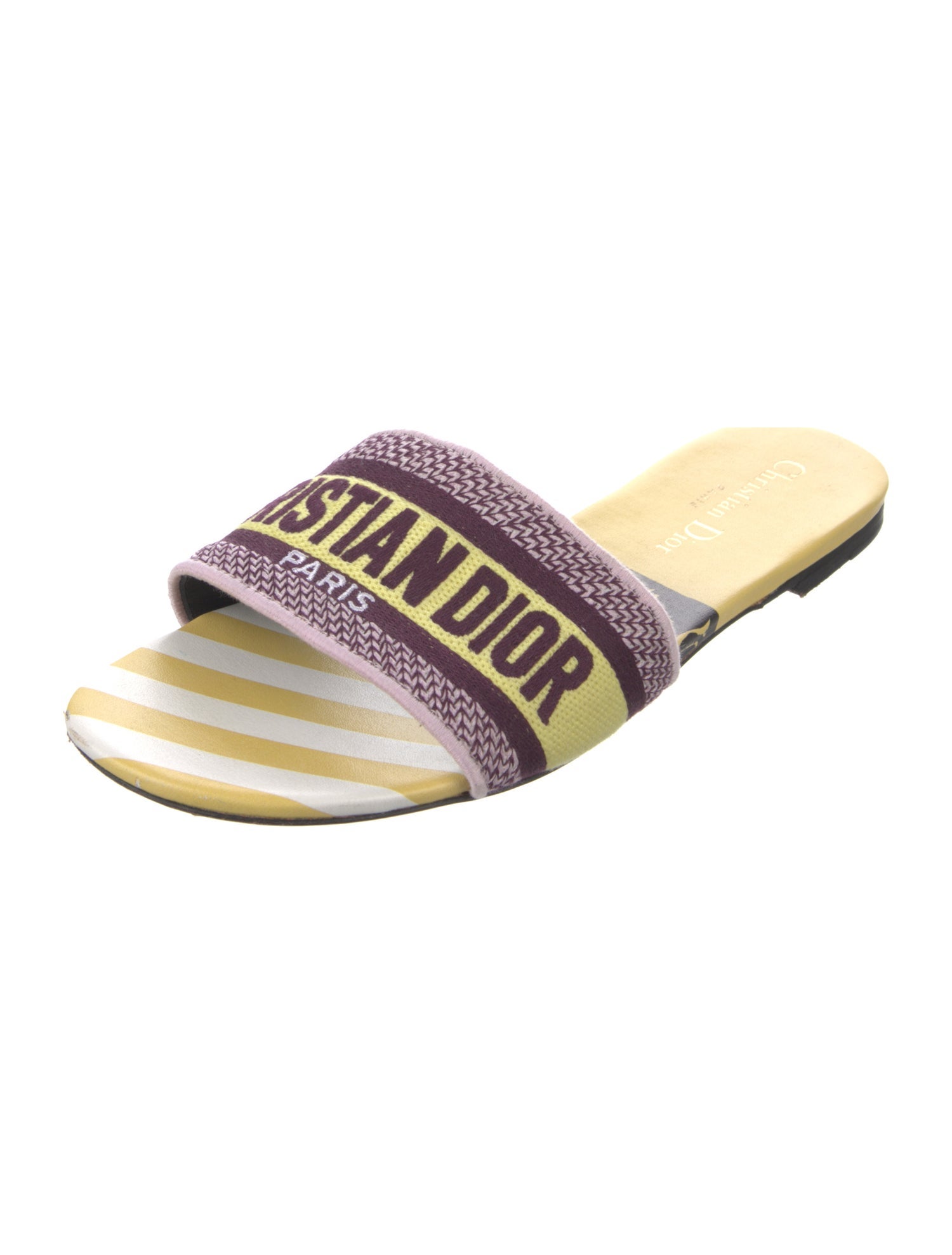Christian Dior Canvas Printed Slides - Gold Sandals, Shoes - CHR411630 ...