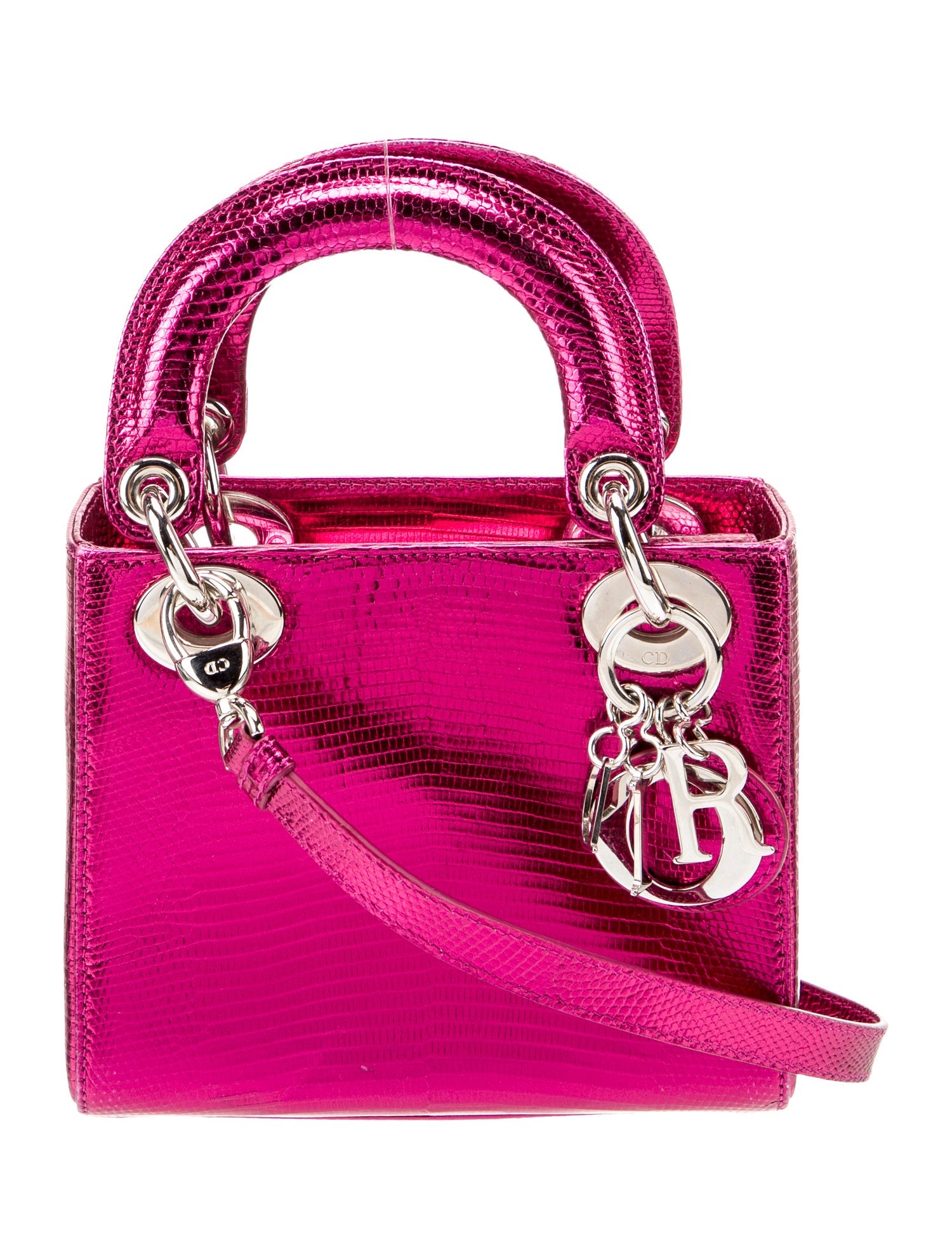 Christian Dior Mini Lizard Lady Dior Bag - Metallic Handle Bags ...