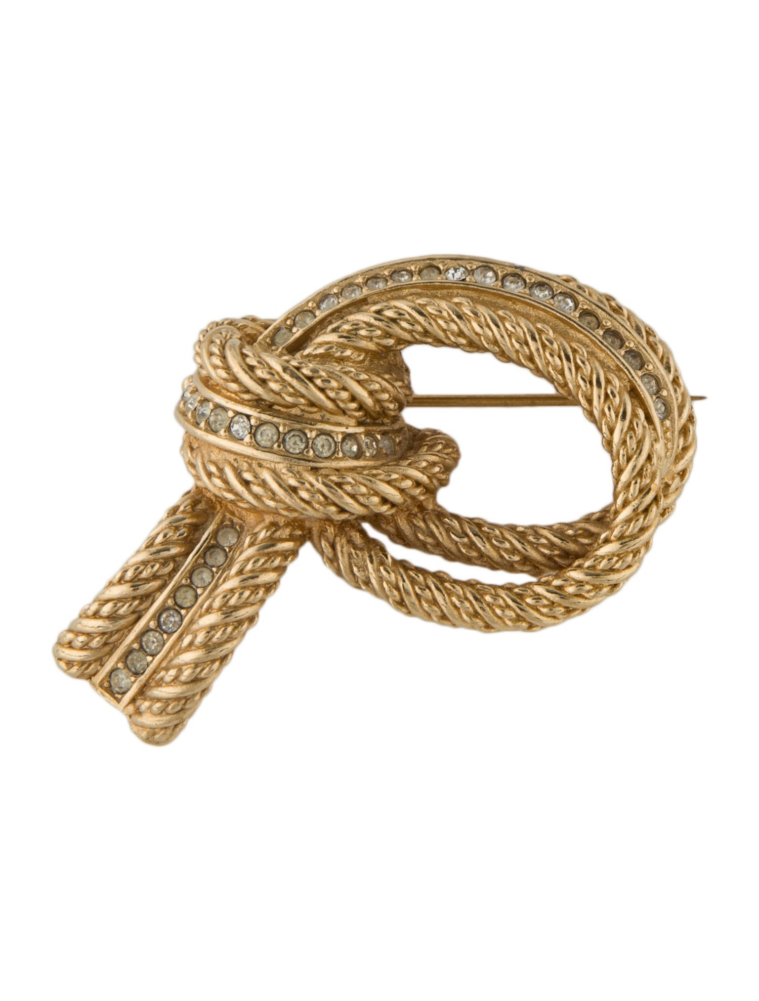 Christian Dior Vintage Crystal Knot Brooch - Gold-Plated Pin, Brooches ...
