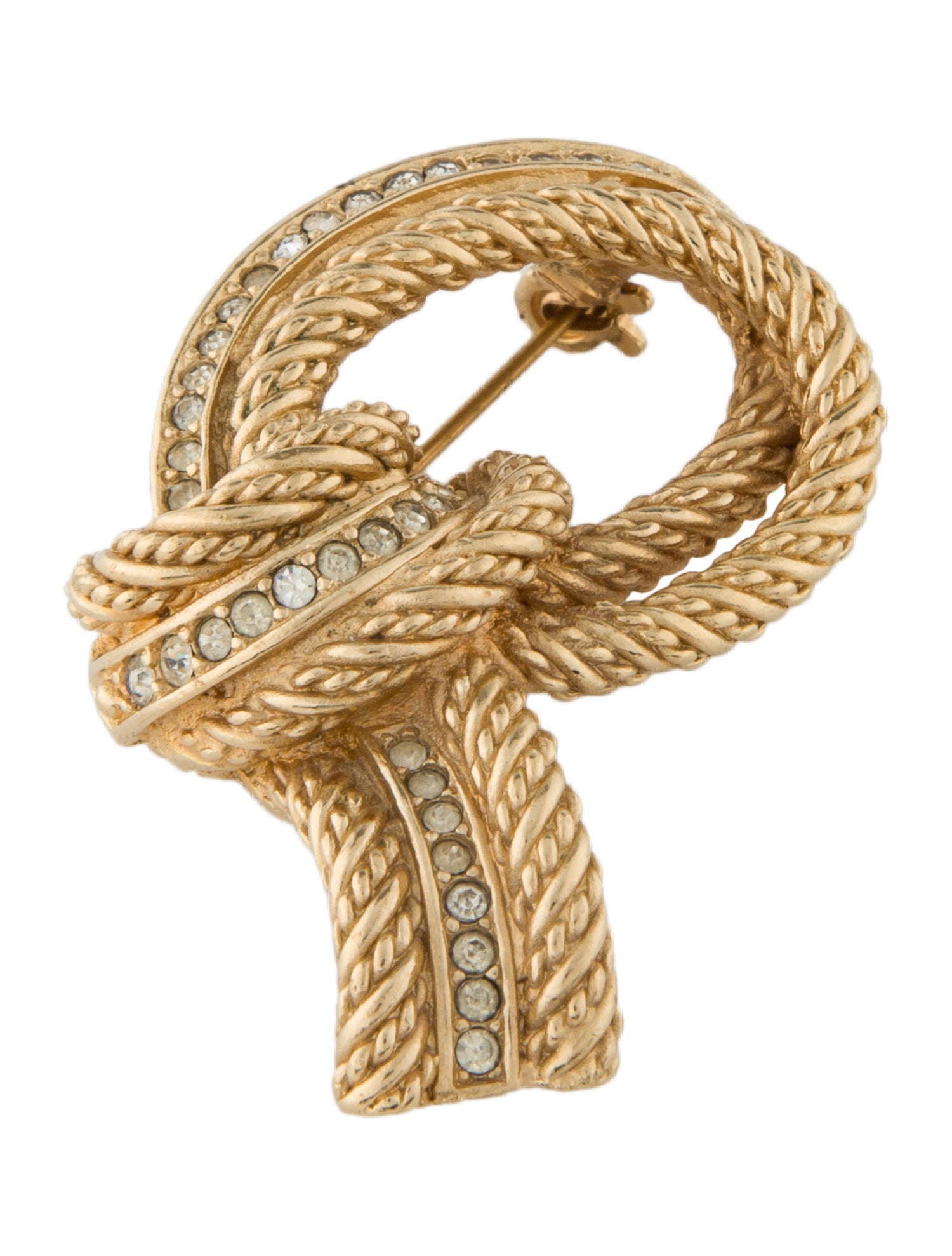 Christian Dior Vintage Crystal Knot Brooch - Gold-Plated Pin, Brooches ...