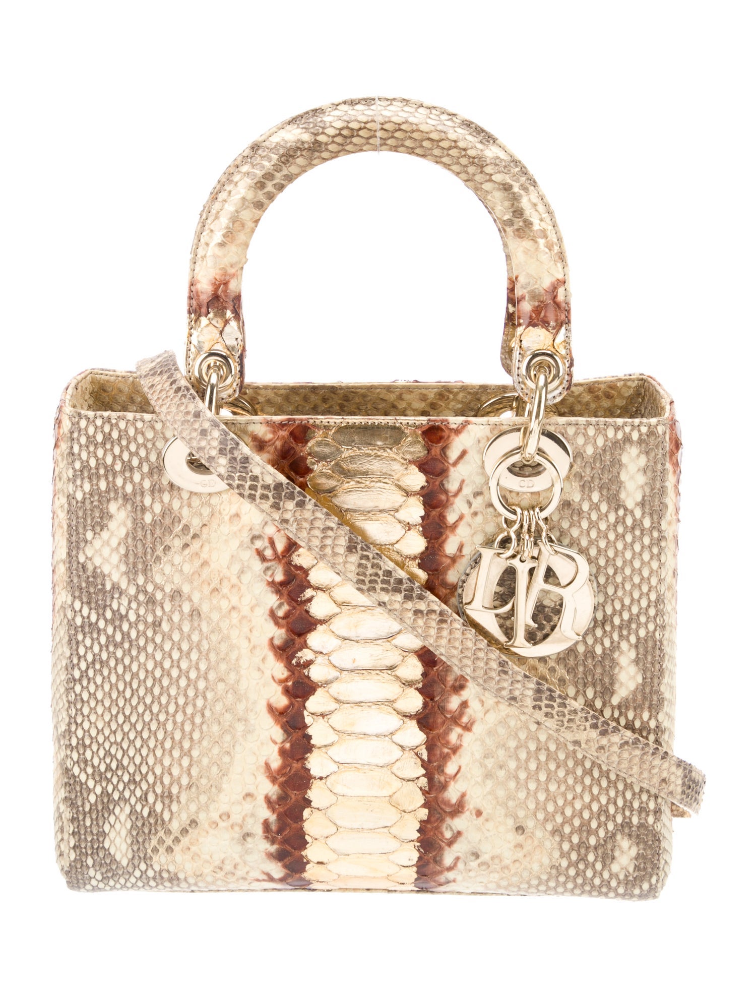 Christian Dior Python Medium Lady Dior - Neutrals Handle Bags, Handbags ...