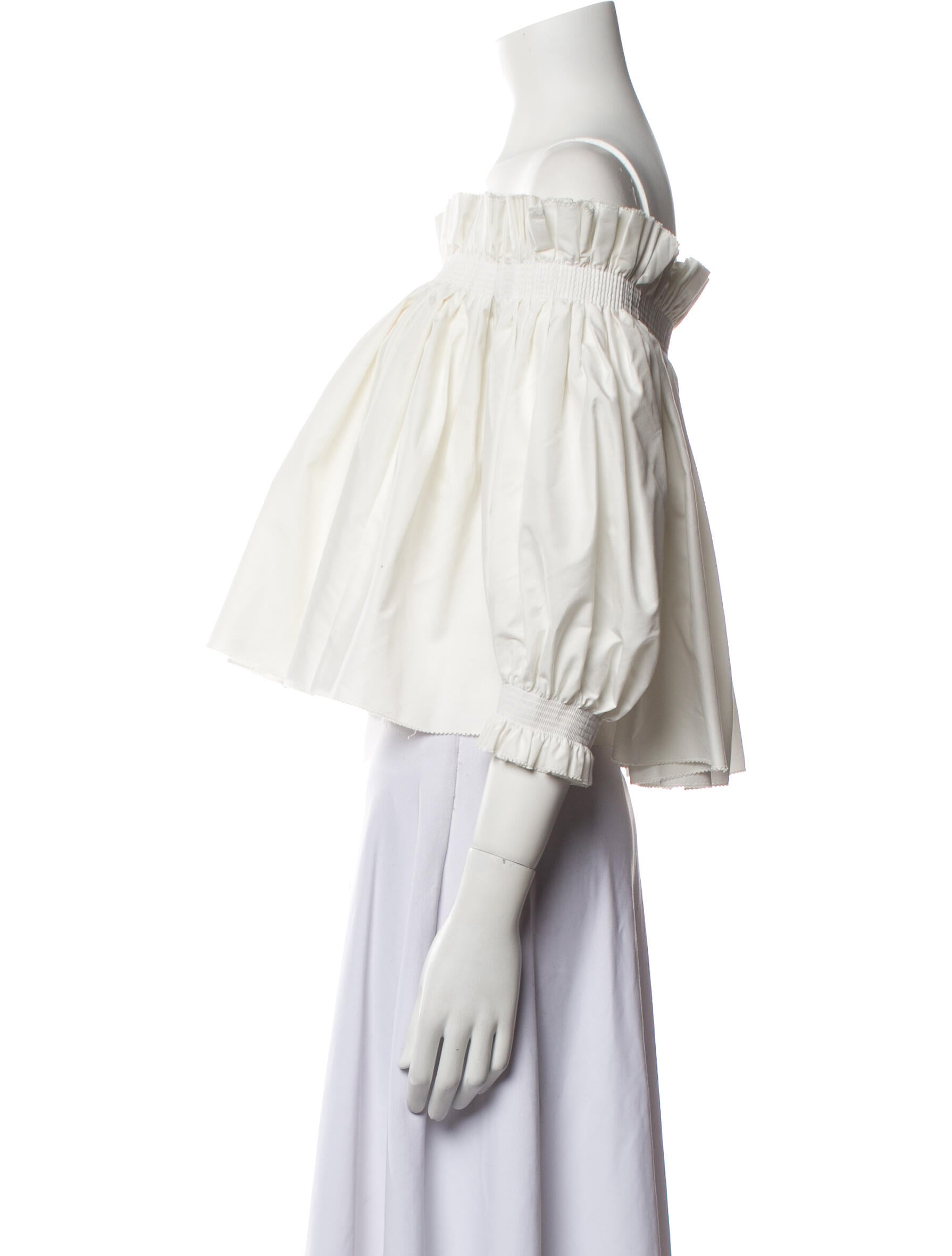 Christian Dior Off-The-Shoulder Three-Quarter Sleeve Crop Top - White ...