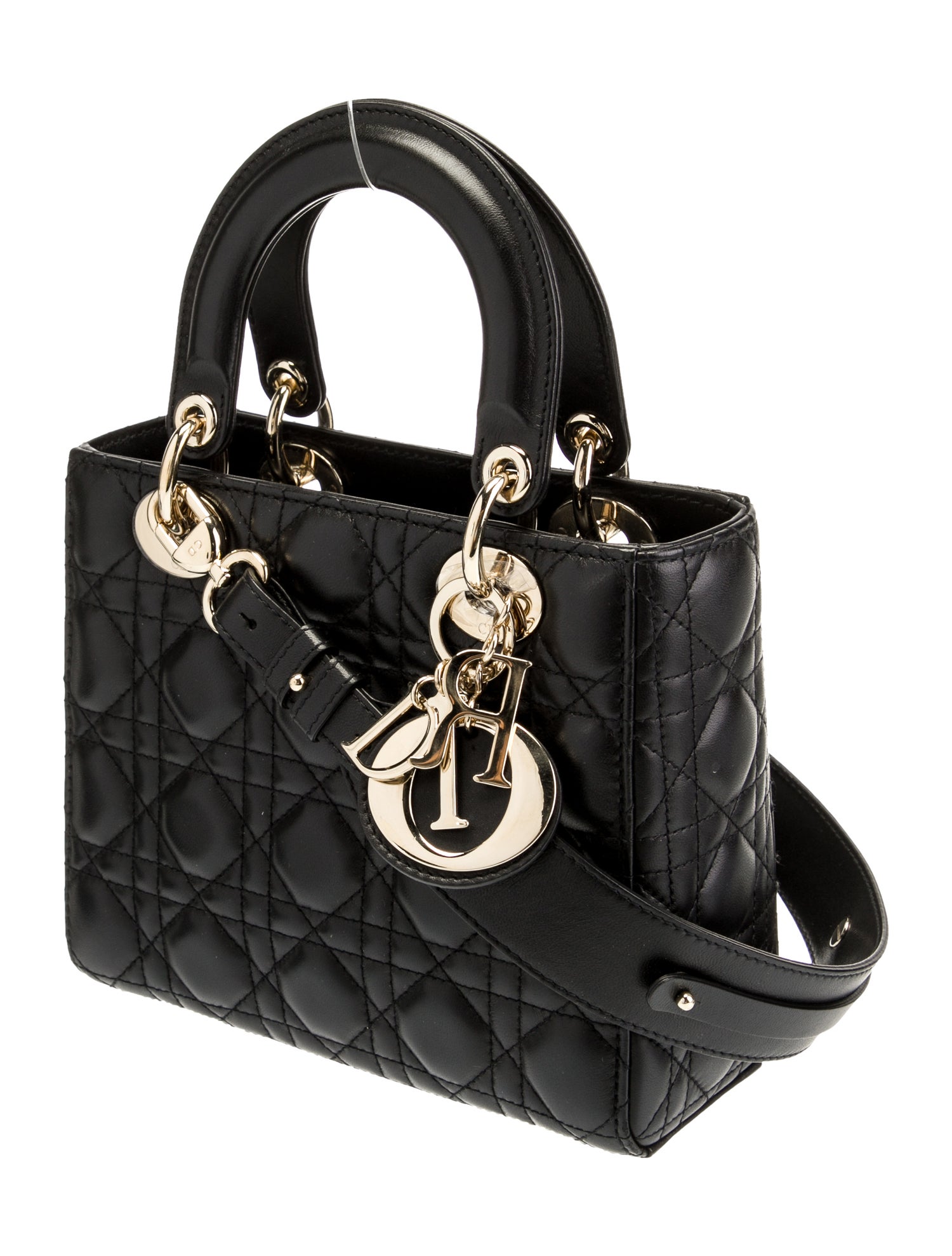 Christian Dior Small Cannage Lady Dior Bag - Black Handle Bags ...