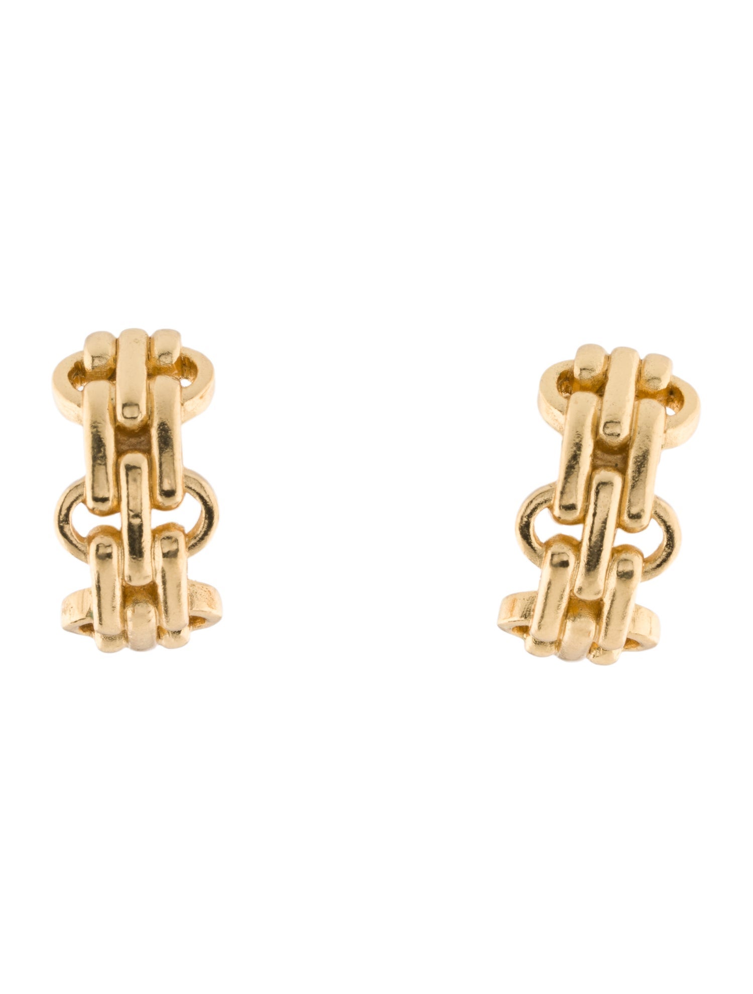 Christian Dior Vintage Chain Link Half Hoop Clip-On Earrings ...