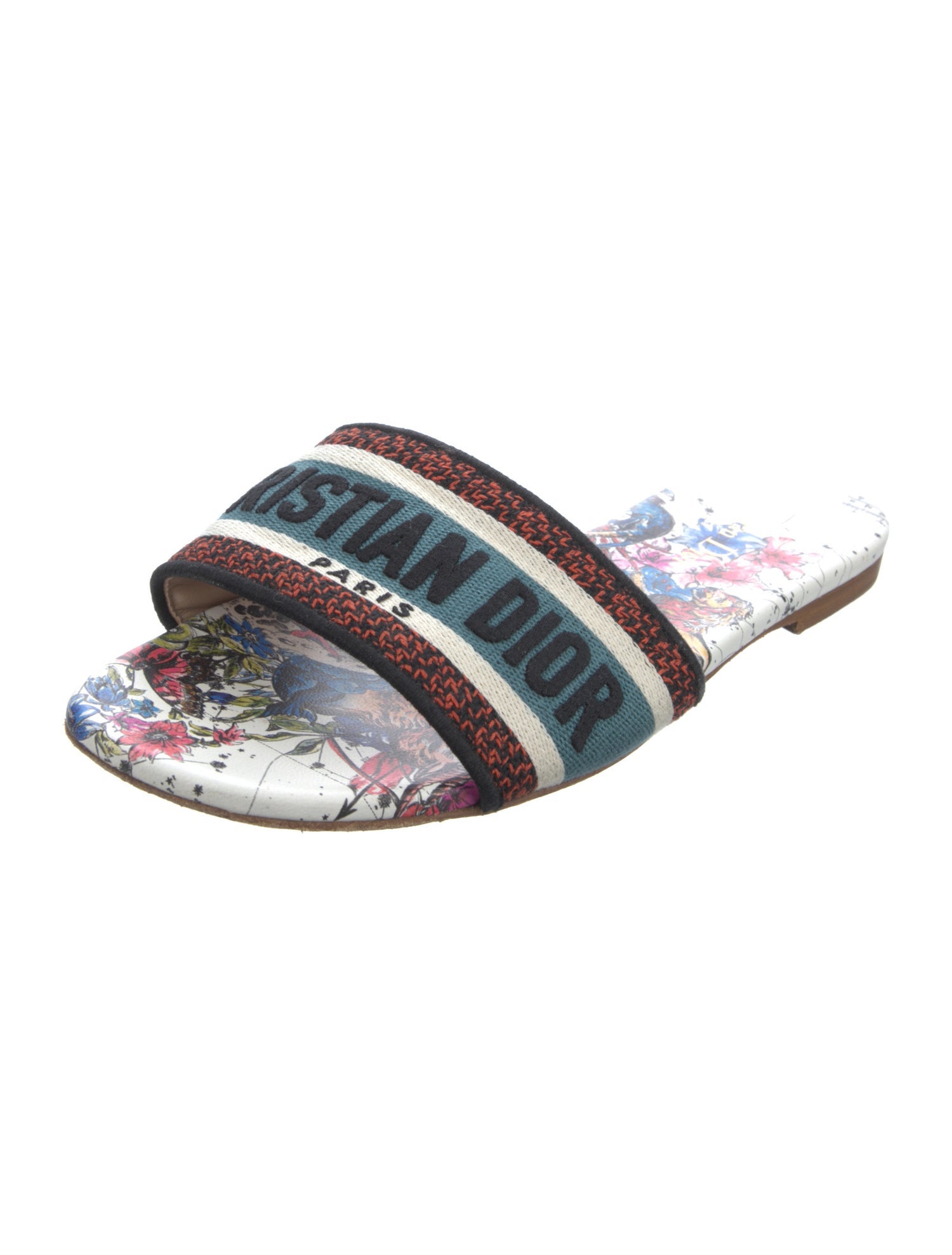Christian Dior Canvas Printed Slides - White Sandals, Shoes - CHR431050 ...