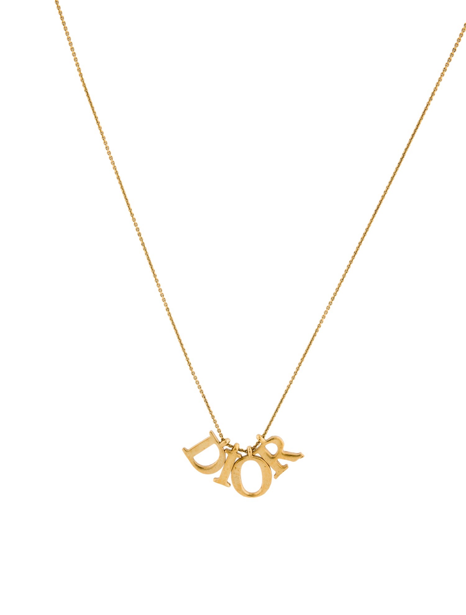 Christian Dior Vintage Logo Charm Necklace - Gold-Plated Pendant ...