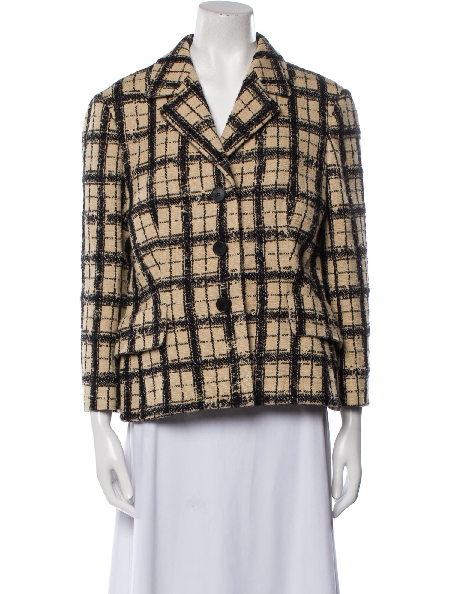 Christian Dior Plaid Print Blazer - Neutrals Jackets, Clothing ...