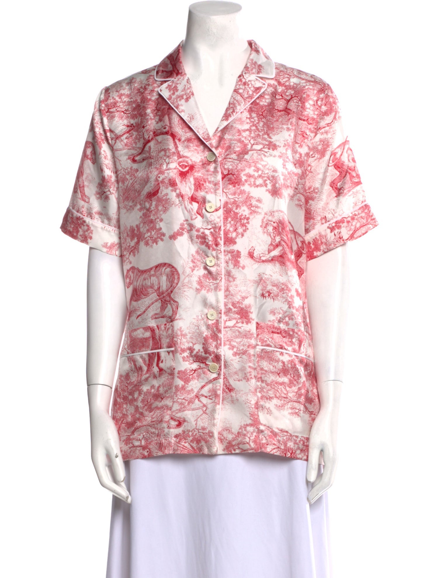 Christian Dior Silk Printed Pajamas w/ Tags - White Loungewear ...