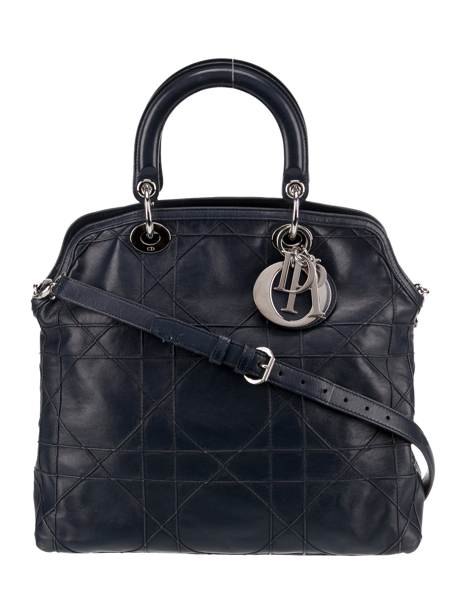 Christian Dior Medium Cannage Nylon Lady Dior - Black Handle Bags ...