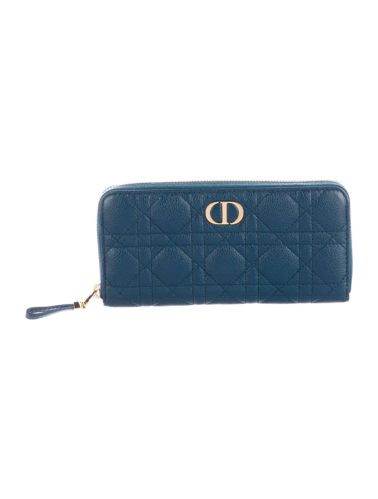 Christian Dior Cannage Pattern Leather Continental Wallet - Blue ...