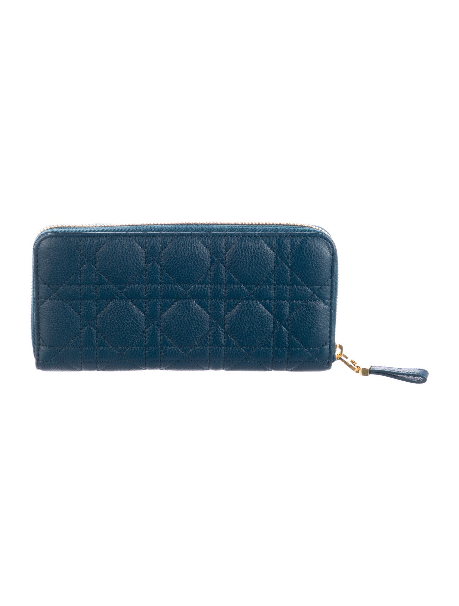 Christian Dior Cannage Pattern Leather Continental Wallet - Blue ...