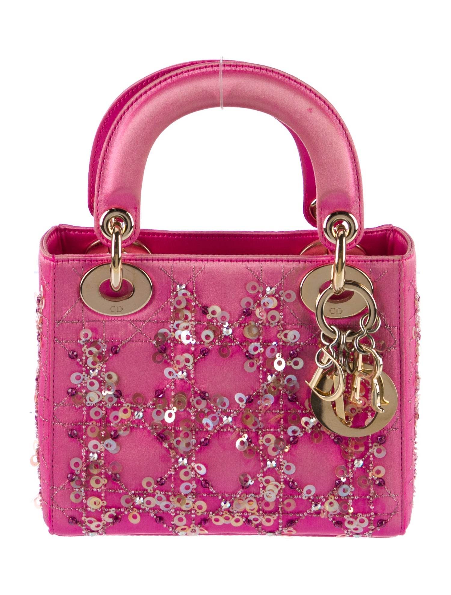 Christian Dior Mini Sequin Lady Dior Bag - Pink Handle Bags, Handbags ...