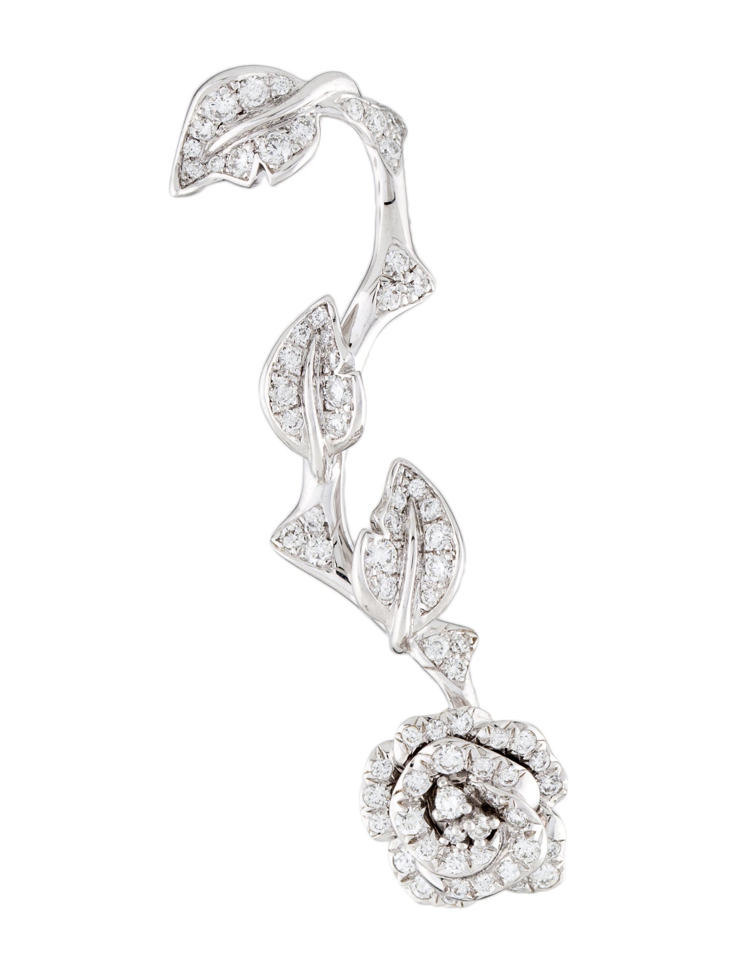 Christian Dior 18K Diamond Rose Dior Bagatelle Single Ear Climber ...