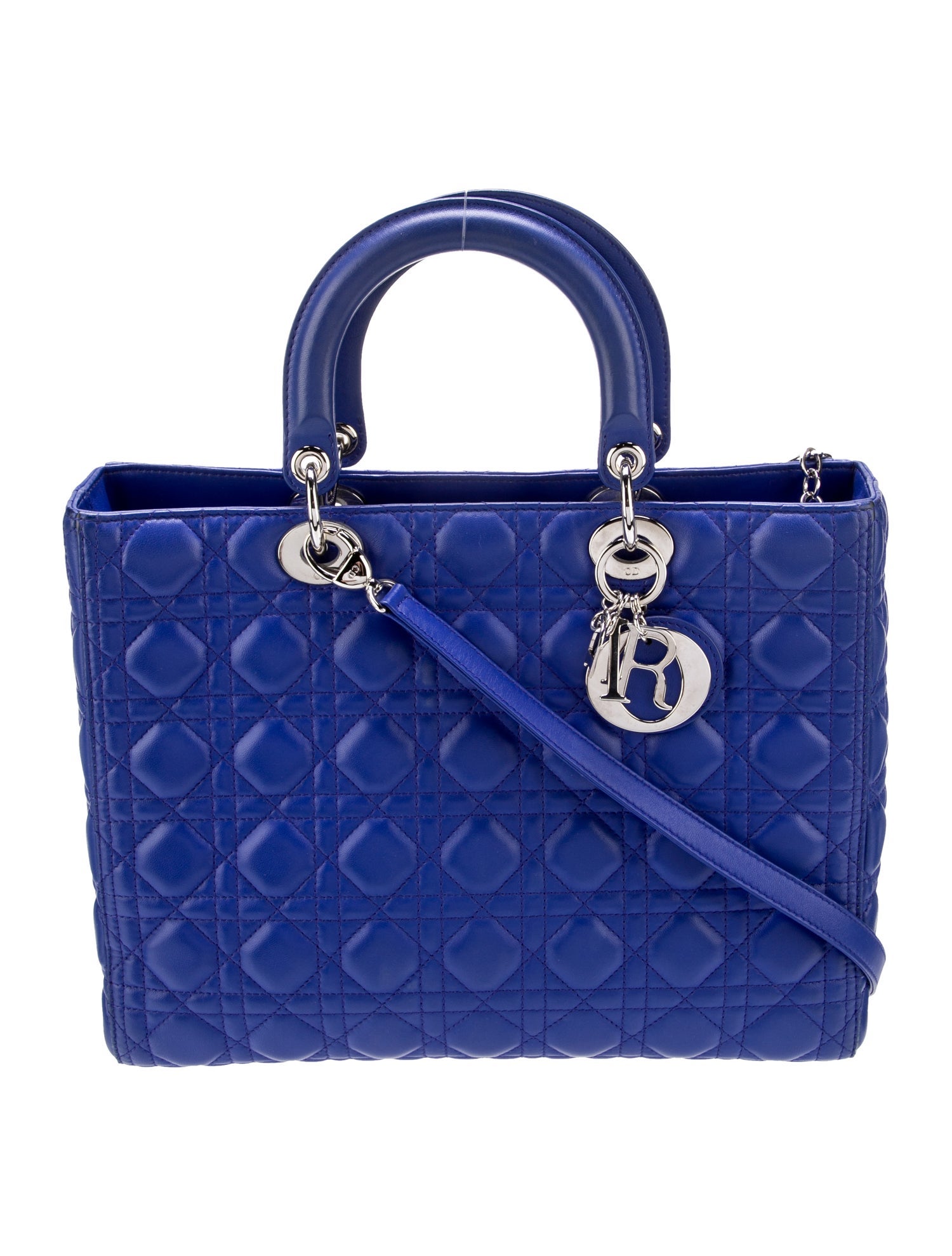 Christian Dior Large Cannage Lady Dior Bag - Blue Handle Bags, Handbags ...