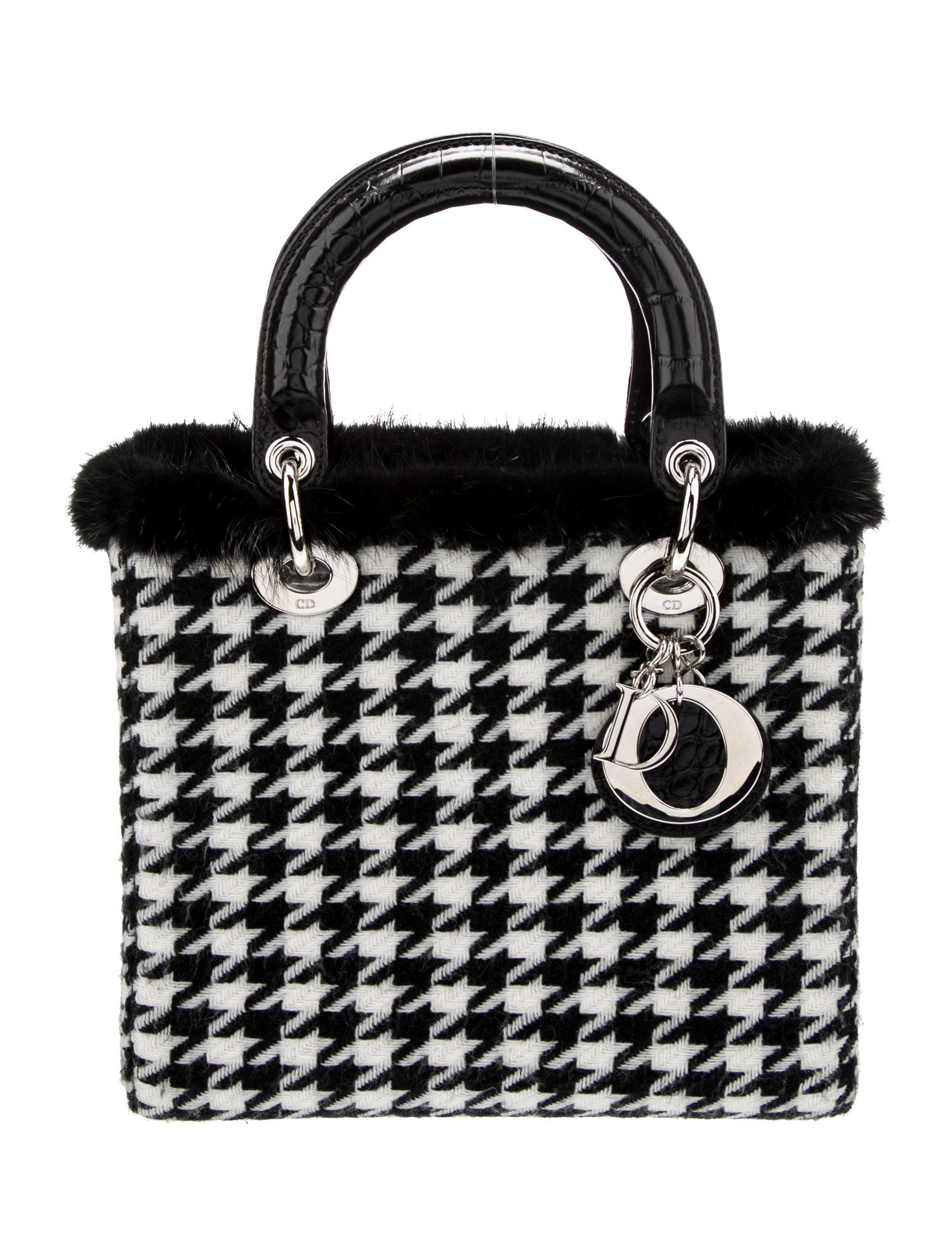 Christian Dior Alligator and Mink-Trimmed Medium Tweed Lady Dior Bag ...