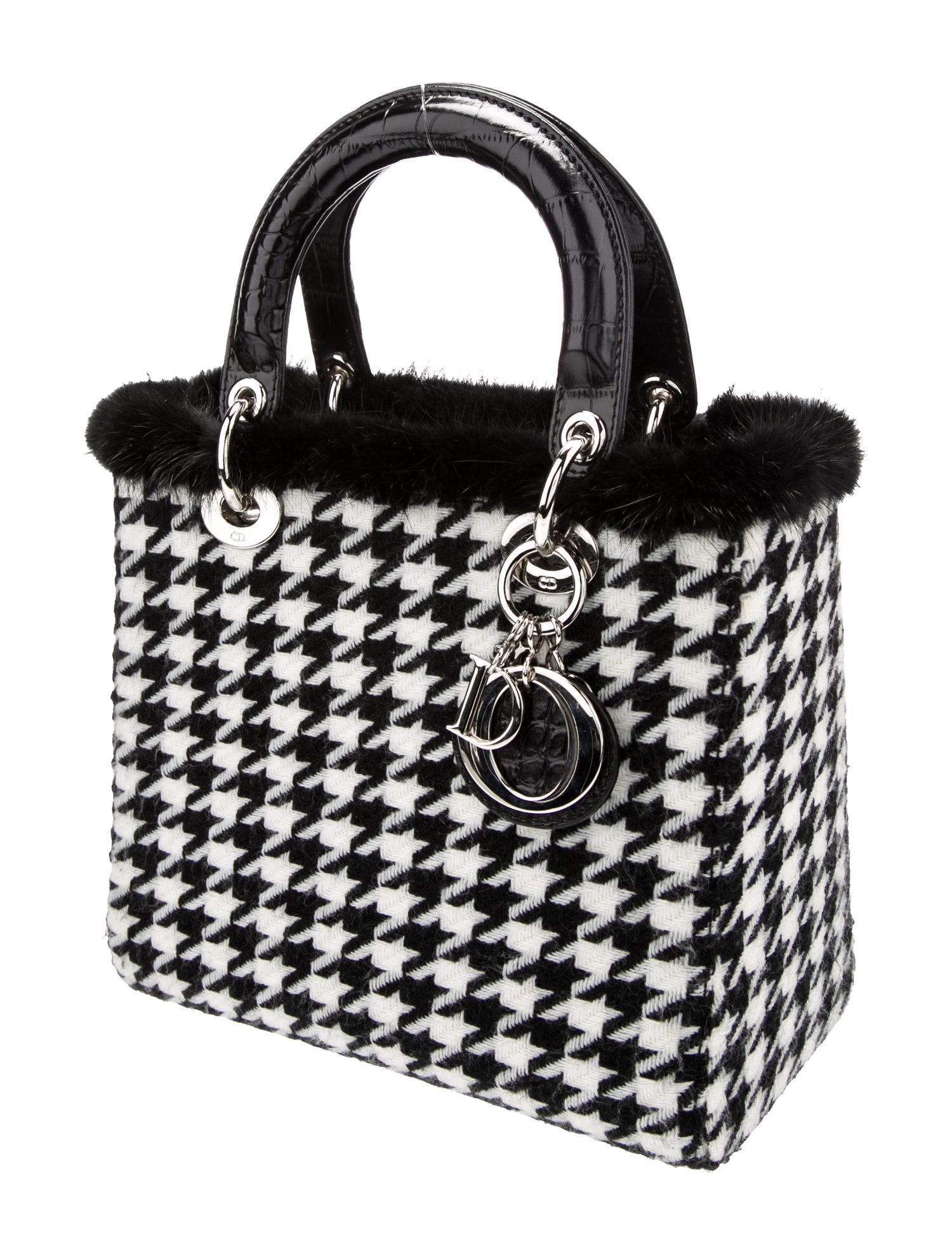 Christian Dior Alligator and Mink-Trimmed Medium Tweed Lady Dior Bag ...