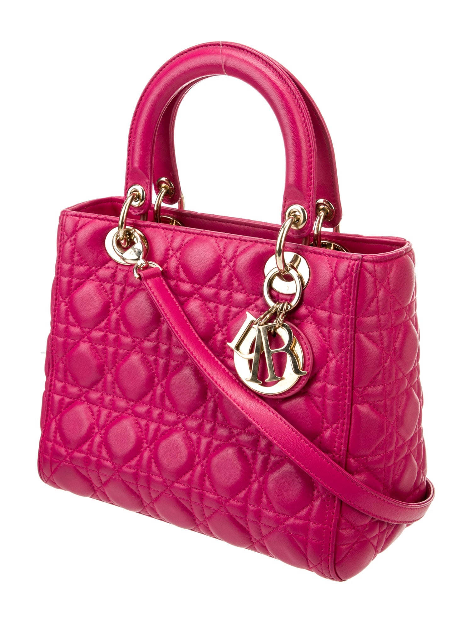 Christian Dior Medium Cannage Lady Dior Bag - Pink Handle Bags ...