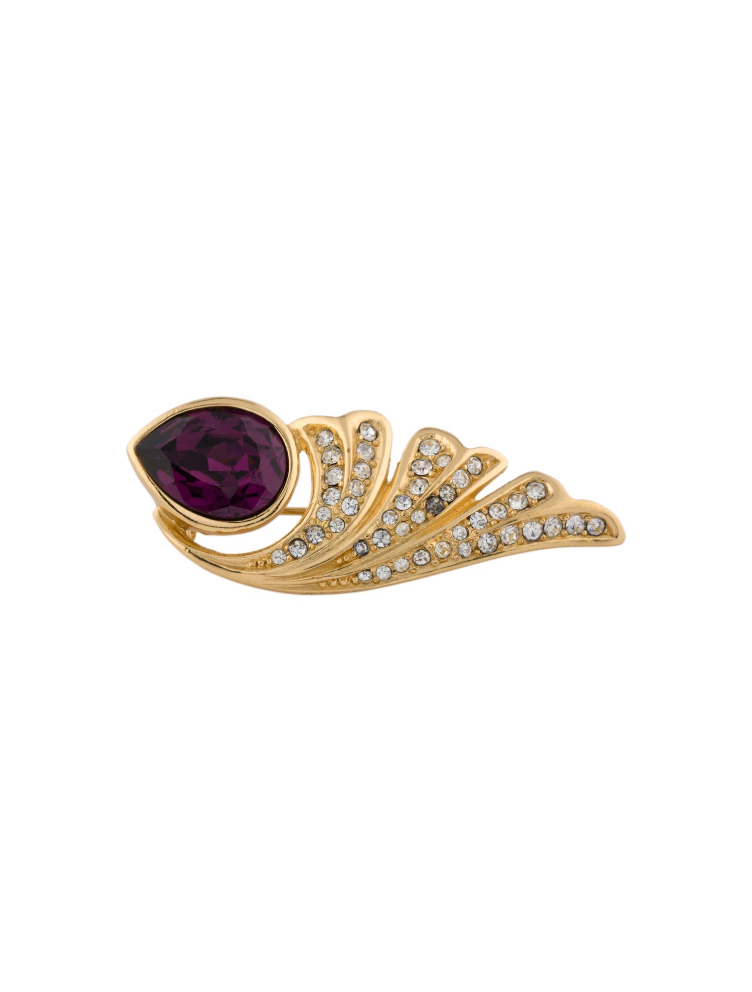 Christian Dior Vintage Crystal Brooch Pin - Purple, Gold-Plated Pin ...
