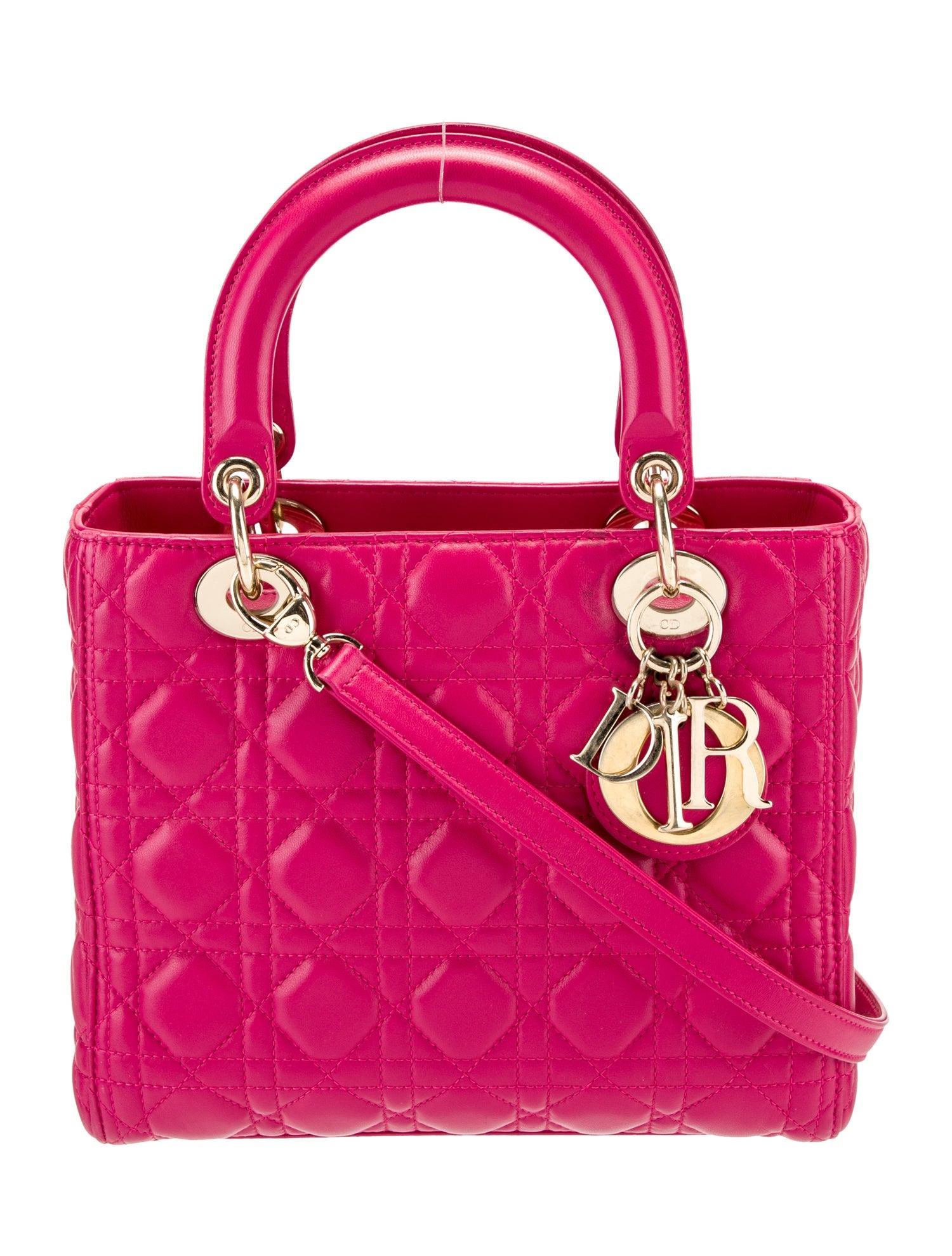 Christian Dior Medium Cannage Lady Dior - Pink Handle Bags, Handbags ...